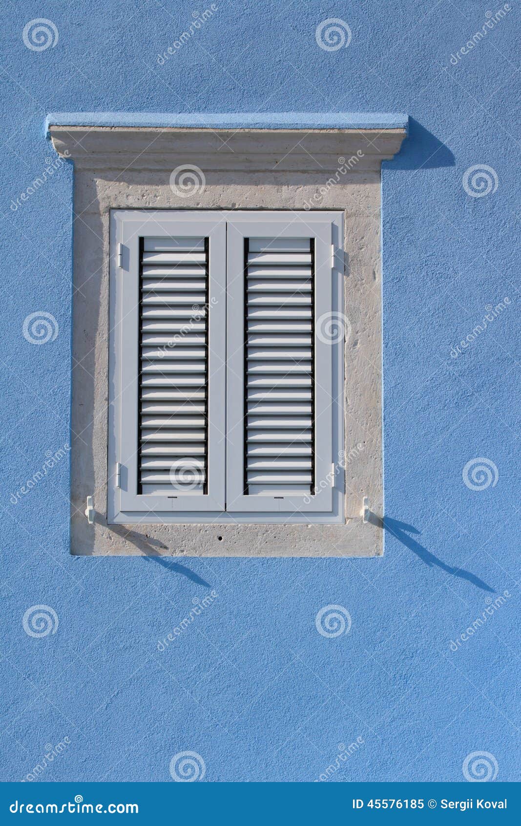 Closed Window With White Wooden Shutters Close Up Vertical. Stock Image ...