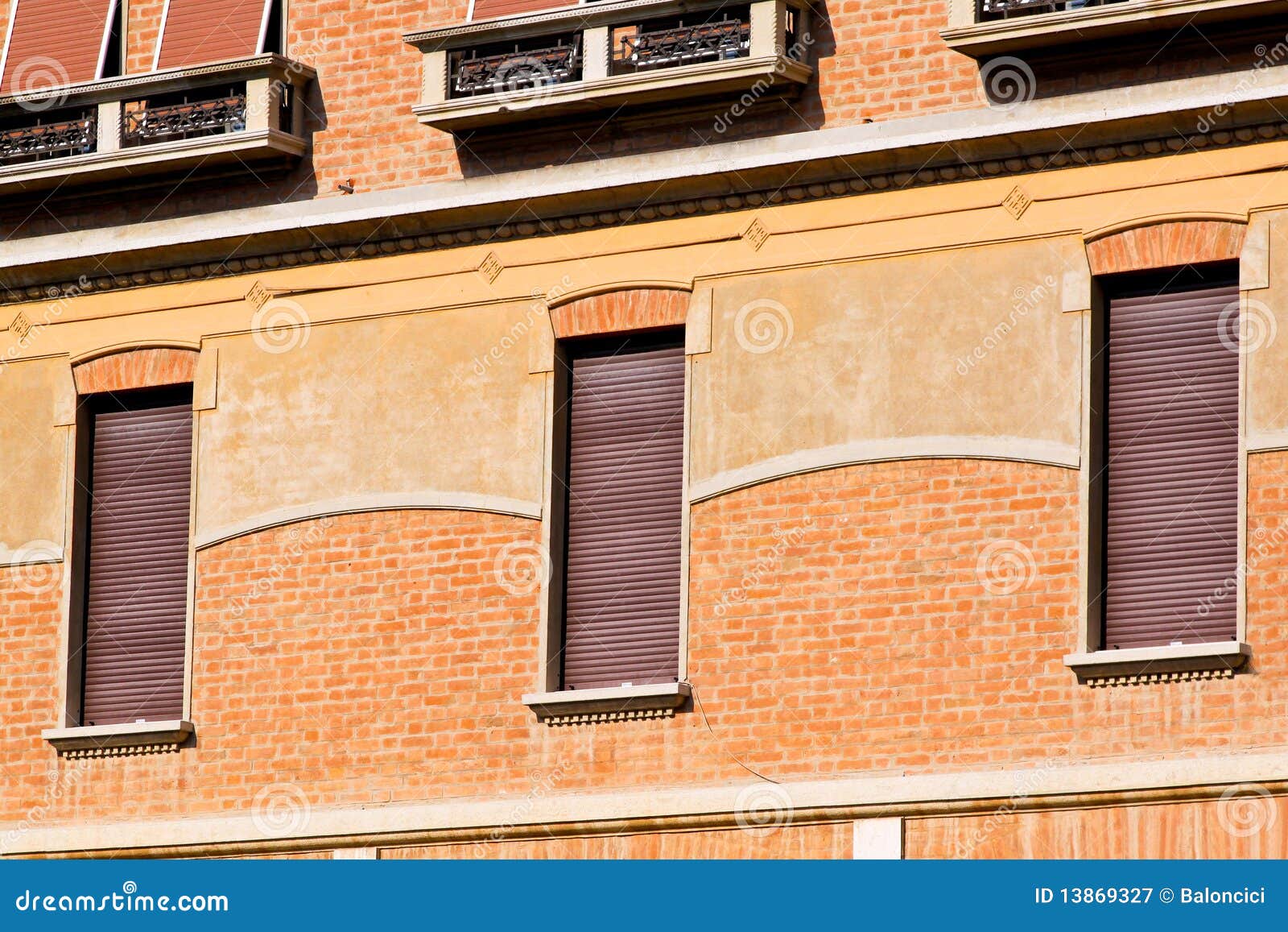 Closed windows stock image. Image of brick, facade, town - 13869327