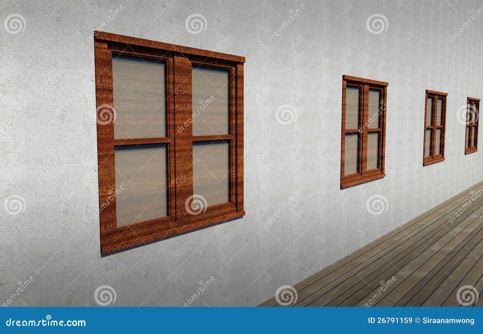 Closed Windows in a Concrete Wall Stock Illustration - Illustration of ...
