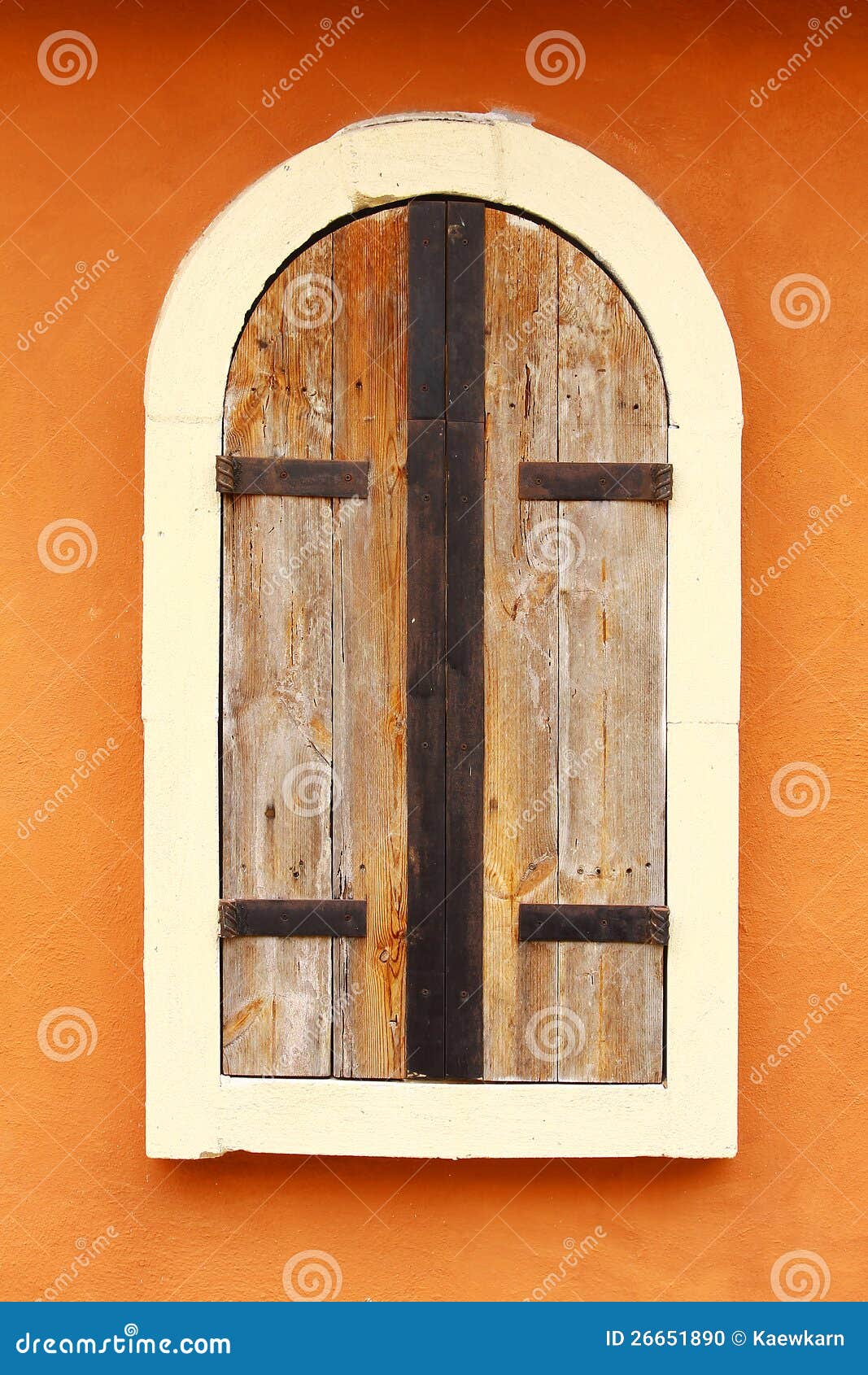 Closed Wood Window on Orange Wall Stock Photo - Image of outdoors ...