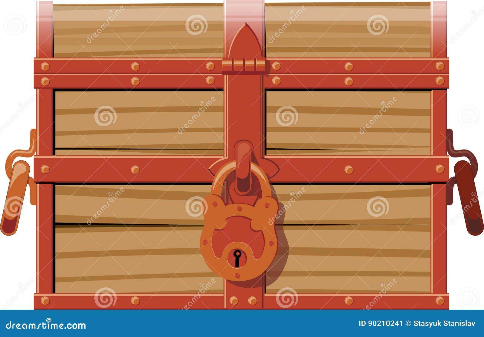 Closed wooden chest stock vector. Illustration of golden - 90210241