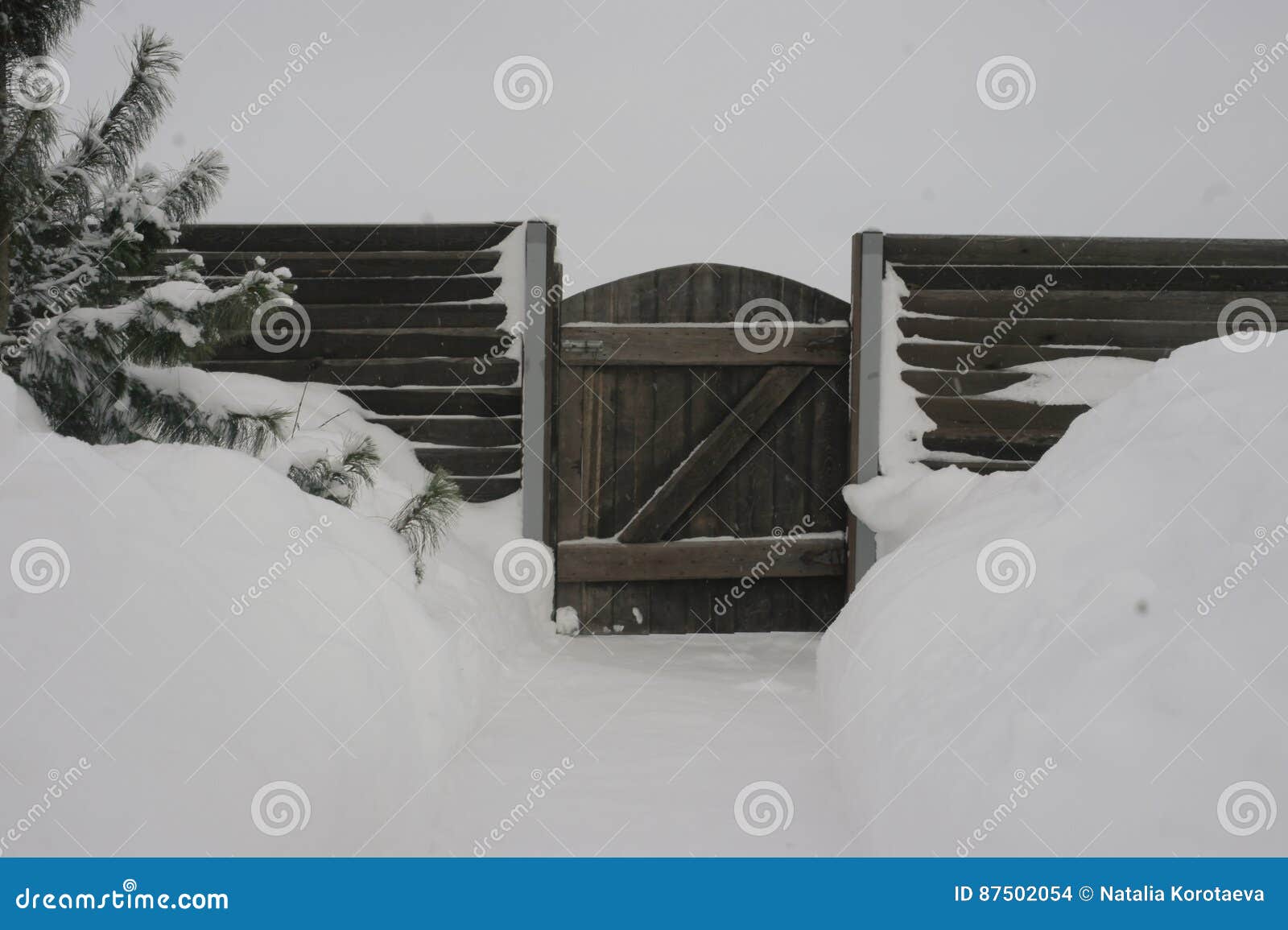 Closed wooden gate stock photo. Image of castle, snow - 87502054