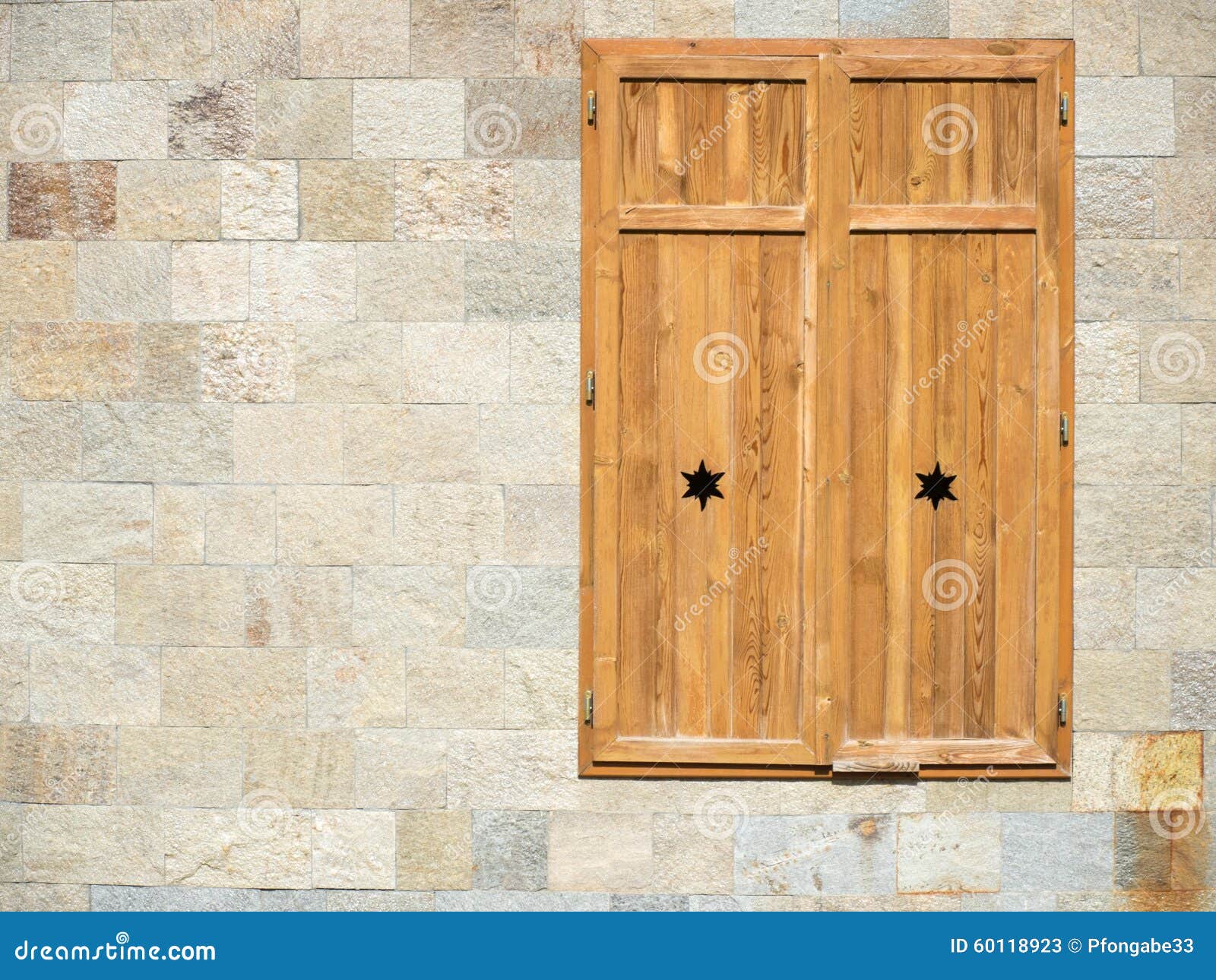 Closed Wooden Window on a Rocky Wall Stock Image - Image of rural ...