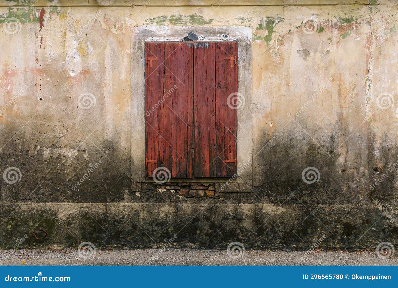 Closed Wooden Window Shutters on a Cement Wall Stock Photo - Image of ...