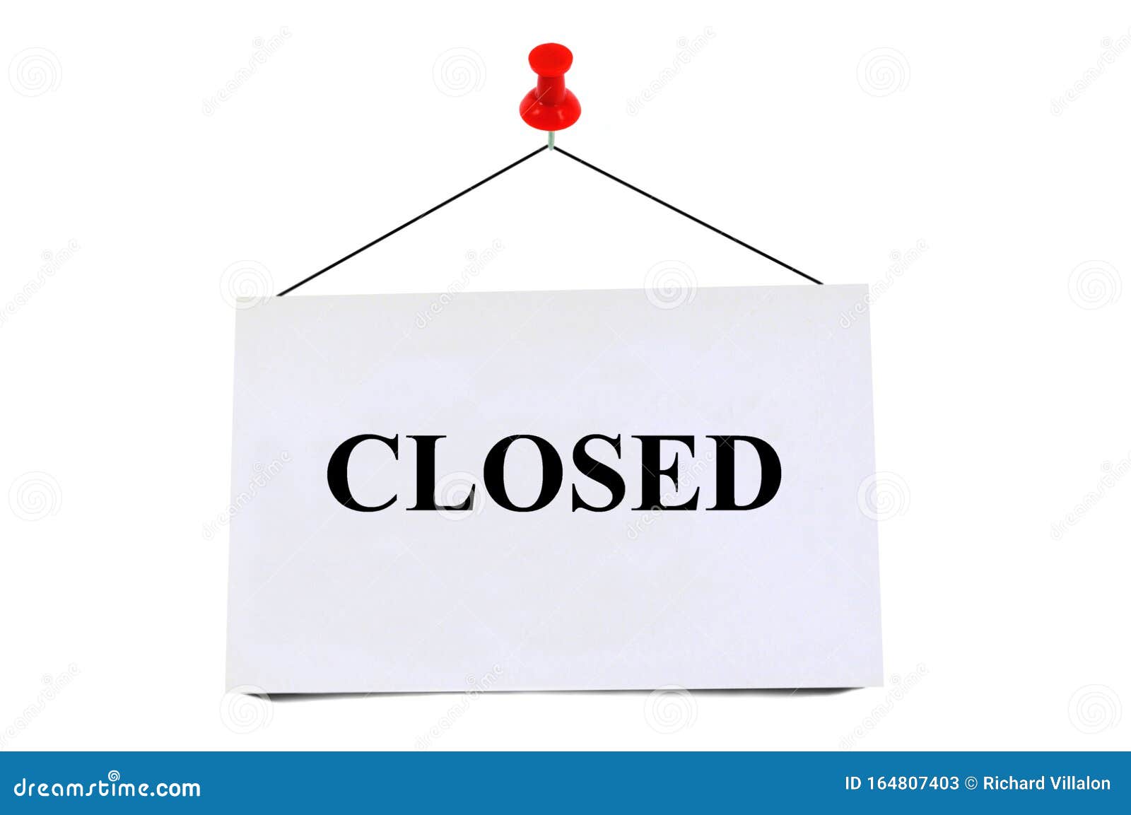 Closed Write on a Pinned Card in Close-up on a White Background Stock ...