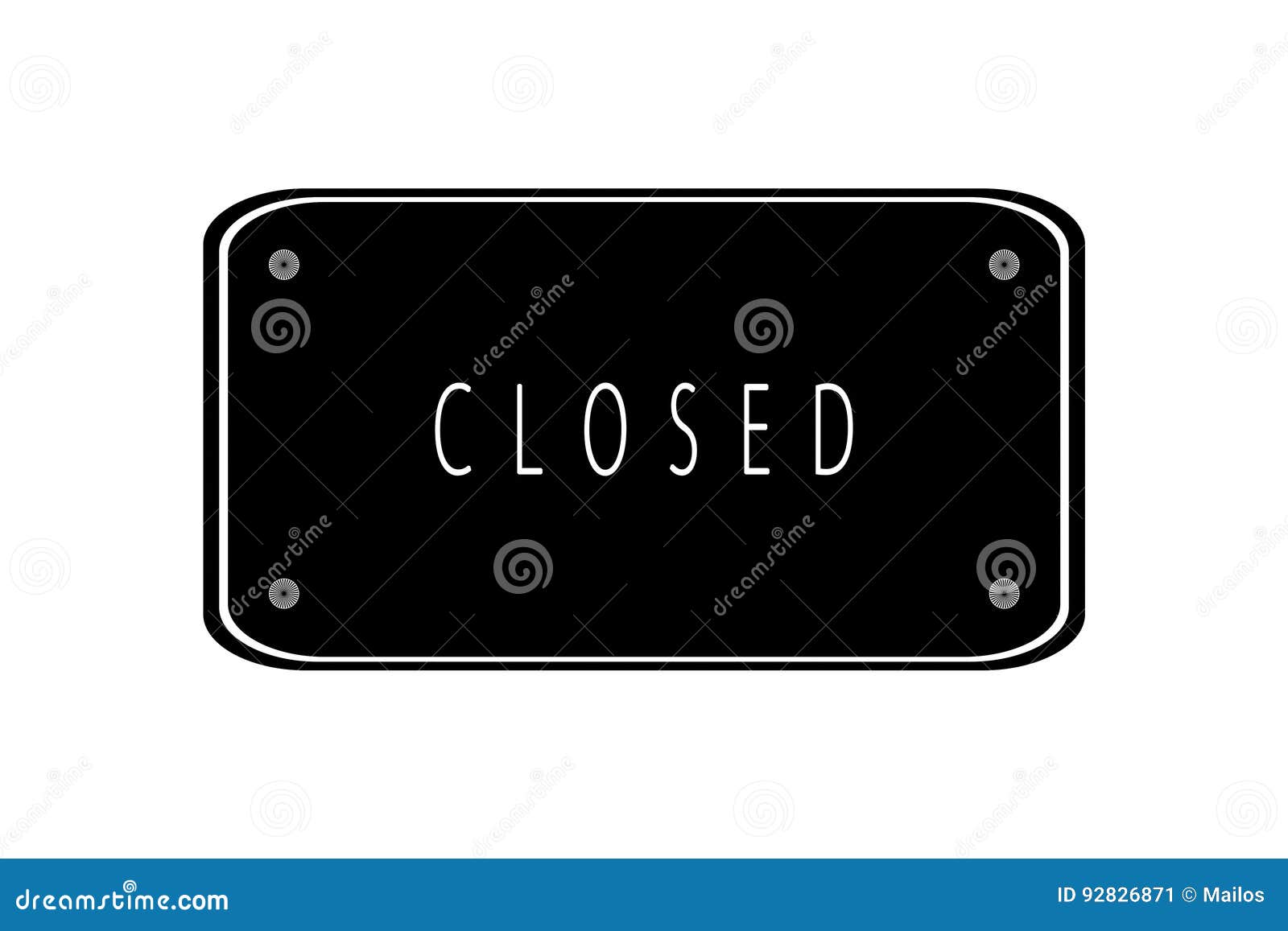 Closed Written on a Blackboard on a White Background Stock Illustration ...