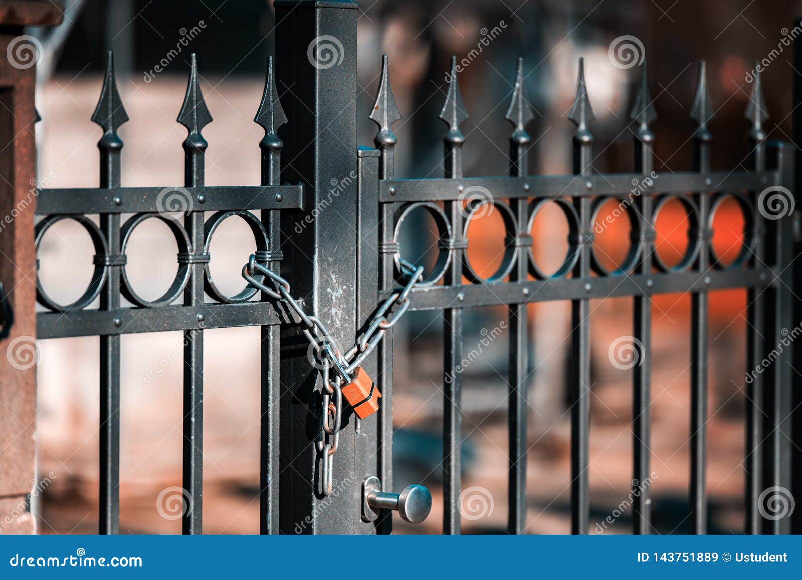Gate To the Lock with a Chain Stock Image - Image of closeup, entrance ...