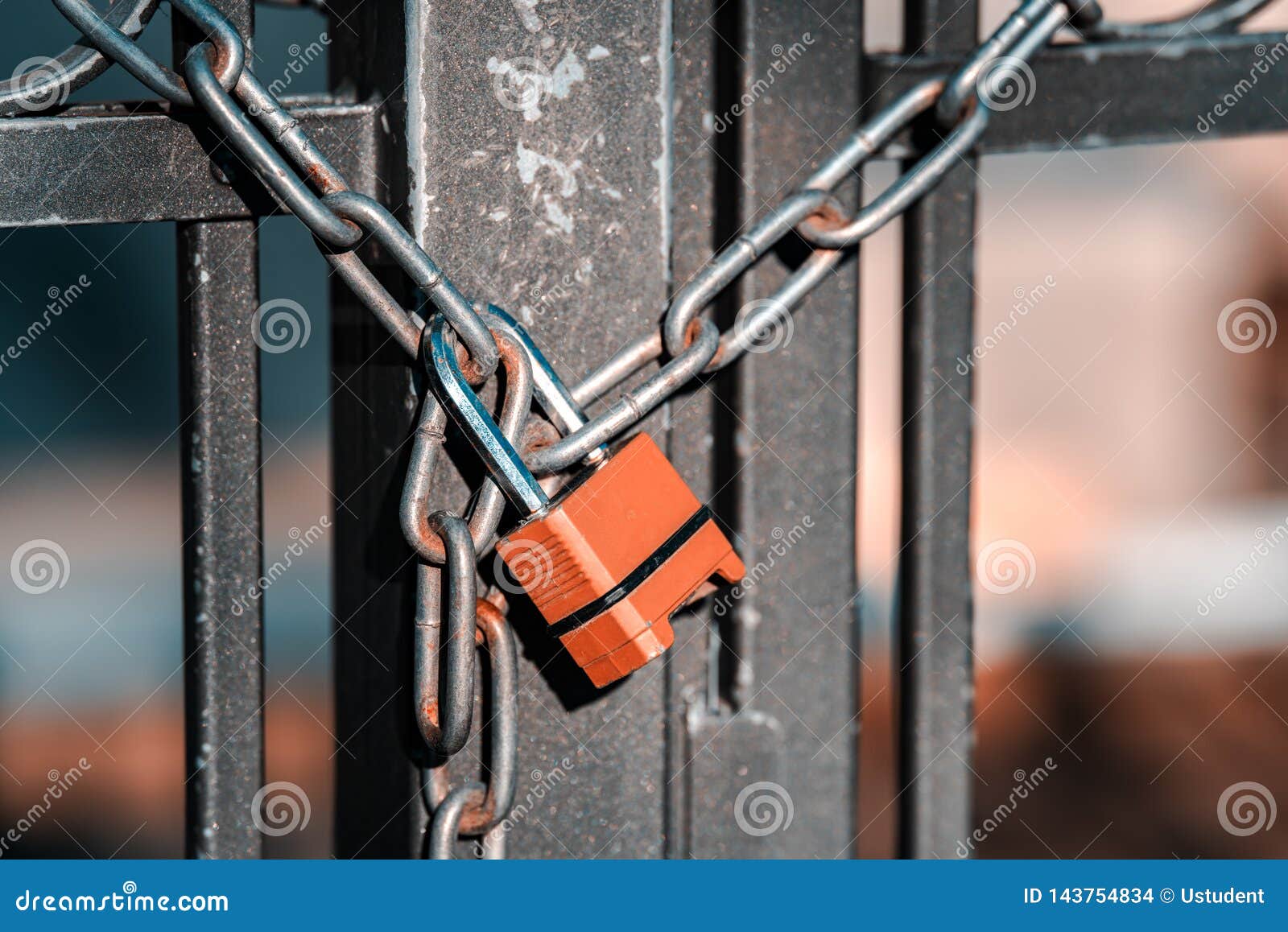 Gate To the Lock with a Chain Stock Photo - Image of entrance, closeup ...