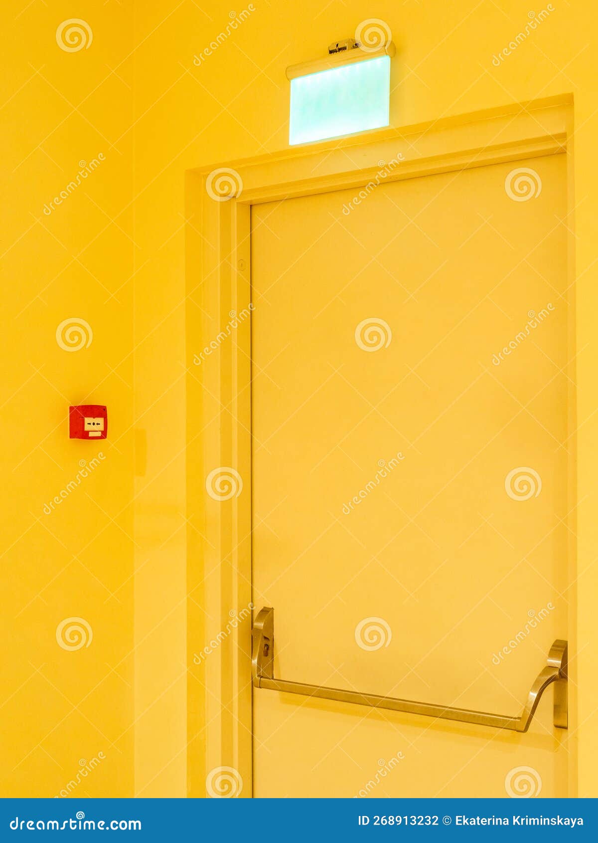 Closed Yellow Emergency Fire Exit in Building Stock Photo - Image of ...