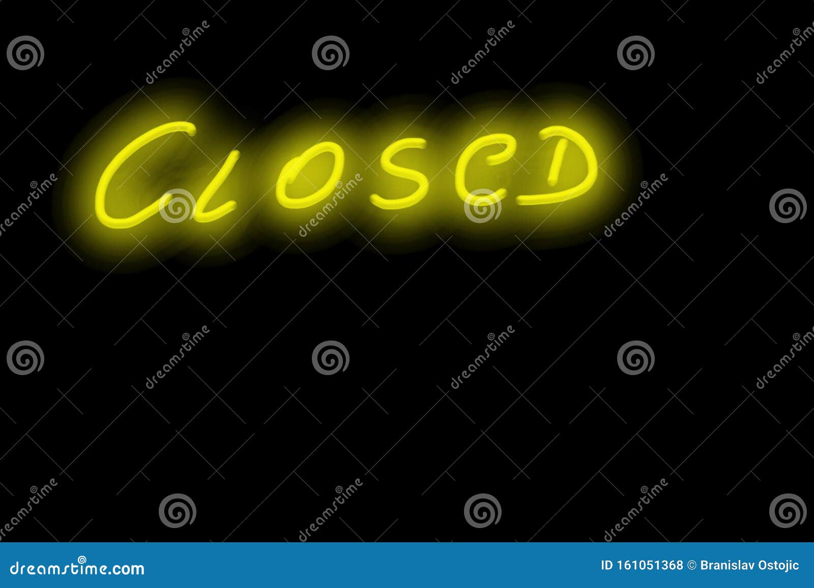 Closed Yellow Neon Glowing Text Handwriting Stock Photo - Image of ...