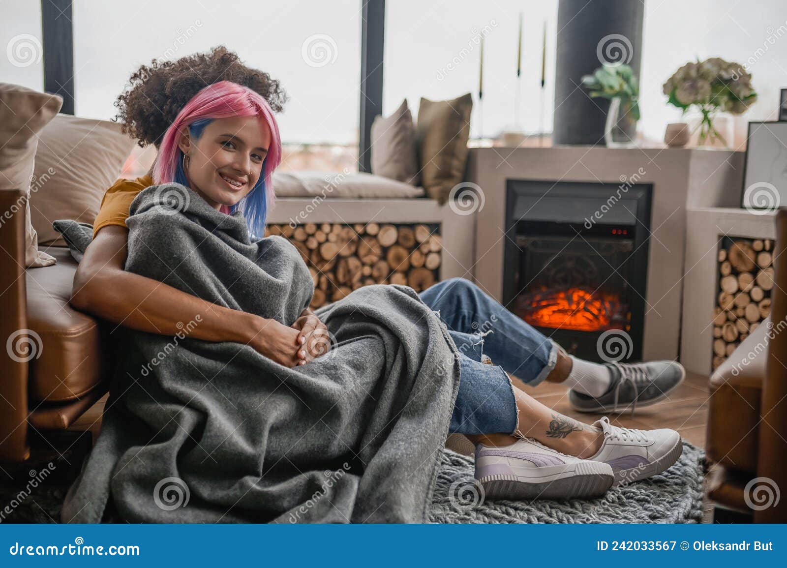 Two Young People Feeling Comfortable and Peaceful Together Stock Image ...