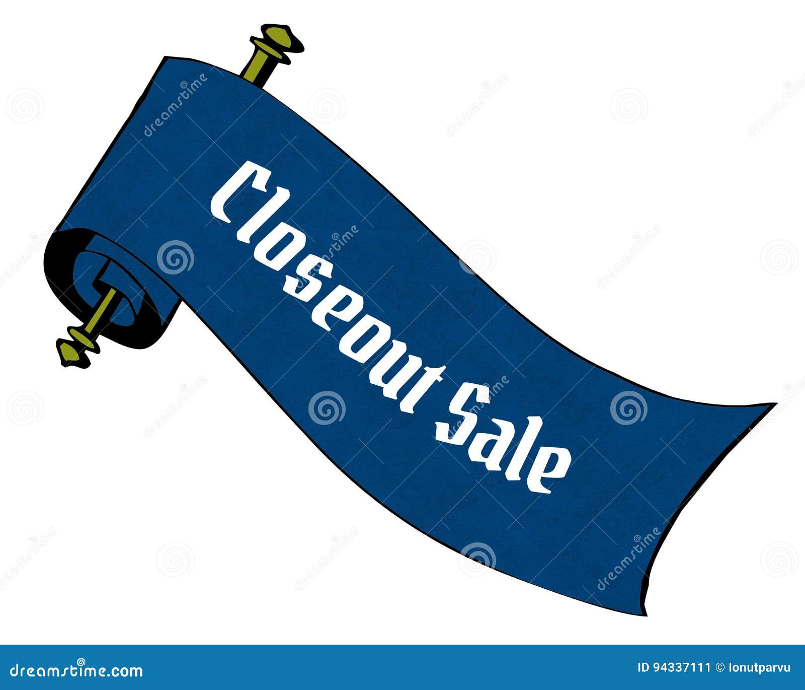 CLOSEOUT SALE on Blue Paper Scroll Cartoon. Stock Image - Image of ...