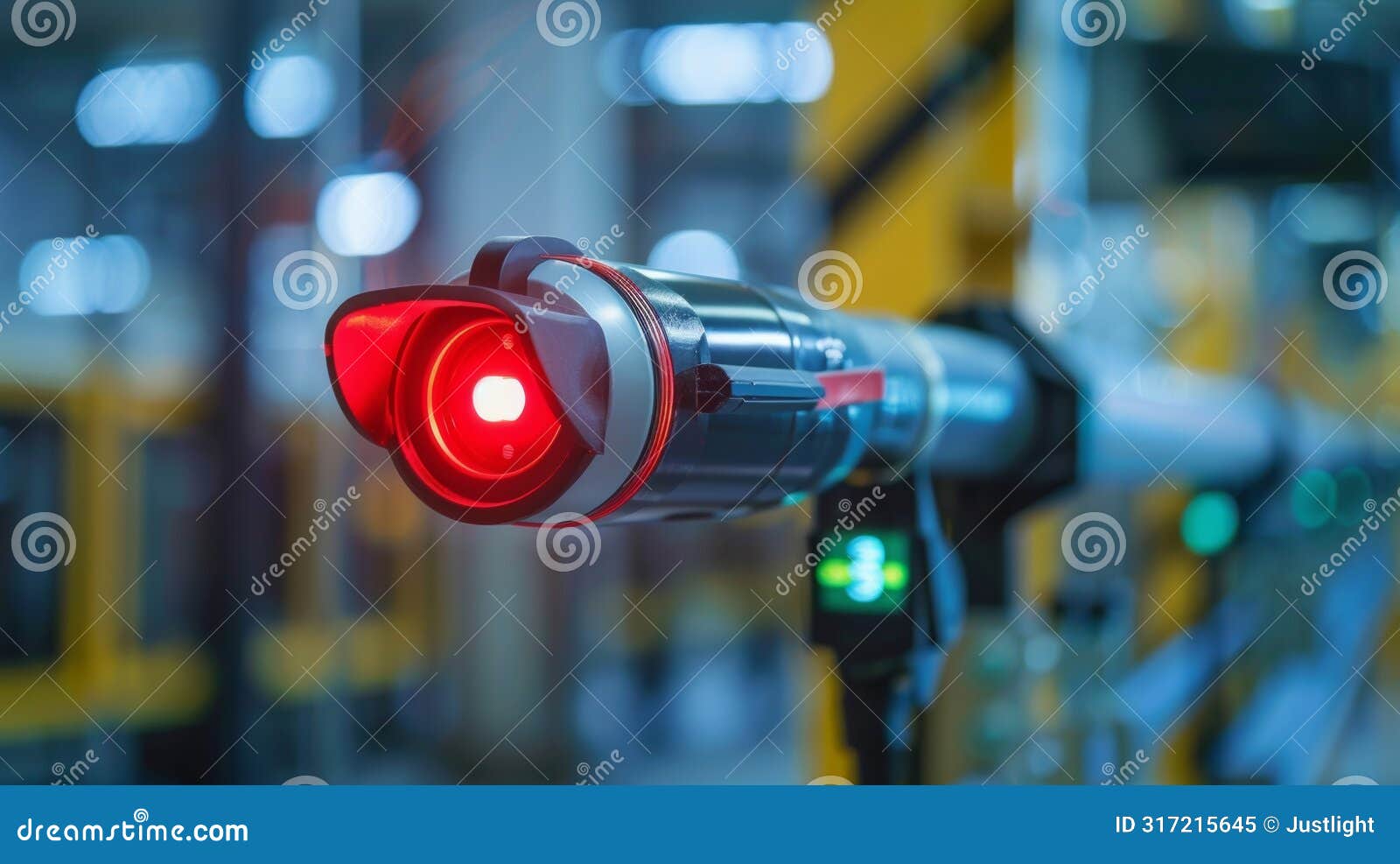 A Closer Look at the Barcode Scanner with a Red Light Indicating it is ...