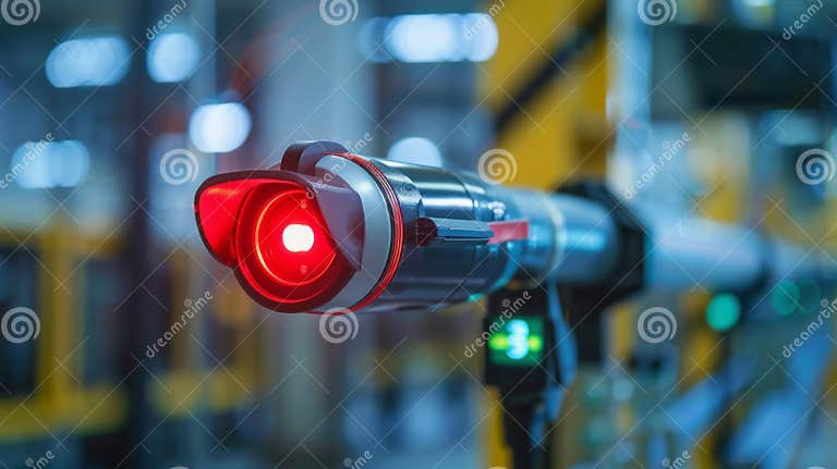 A Closer Look at the Barcode Scanner with a Red Light Indicating it is ...