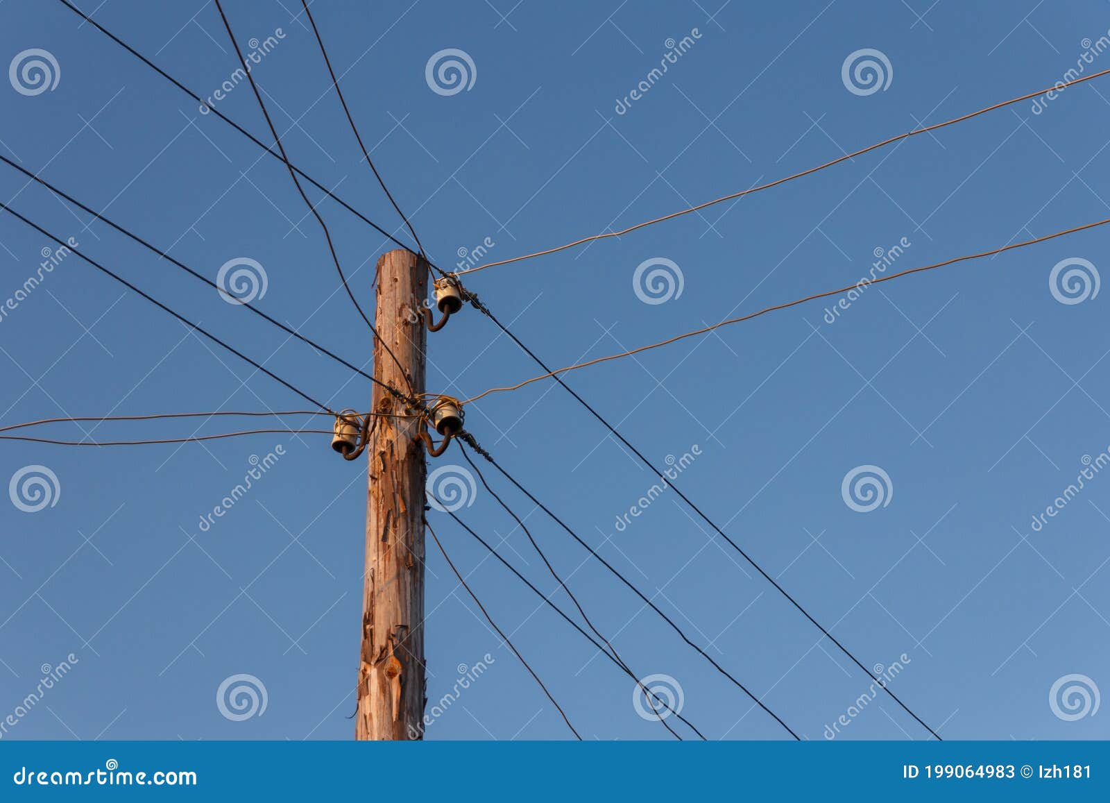 Closer Look of the Electric Post with the Big Wires on it. Post with ...