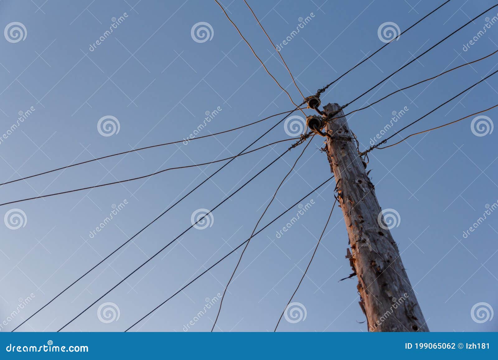 Closer Look of the Electric Post with the Big Wires on it. Post with ...