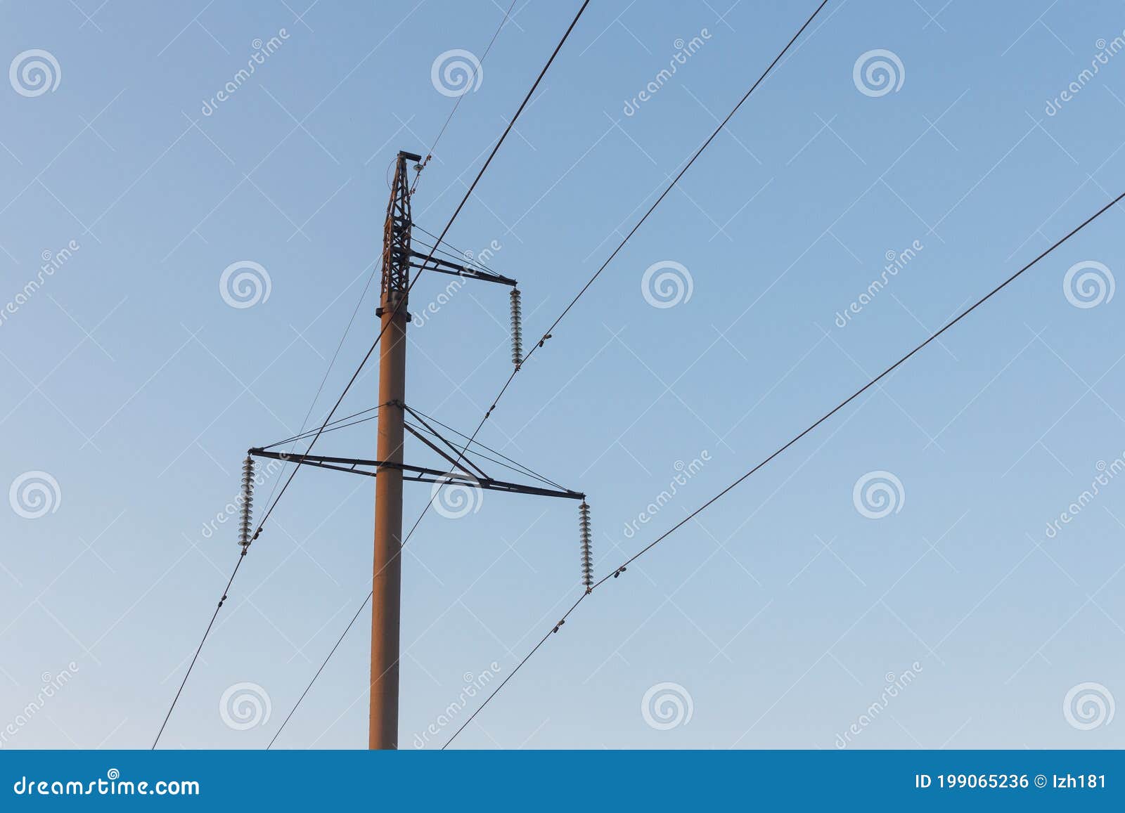 Closer Look of the Electric Post with the Big Wires on it. Post with ...