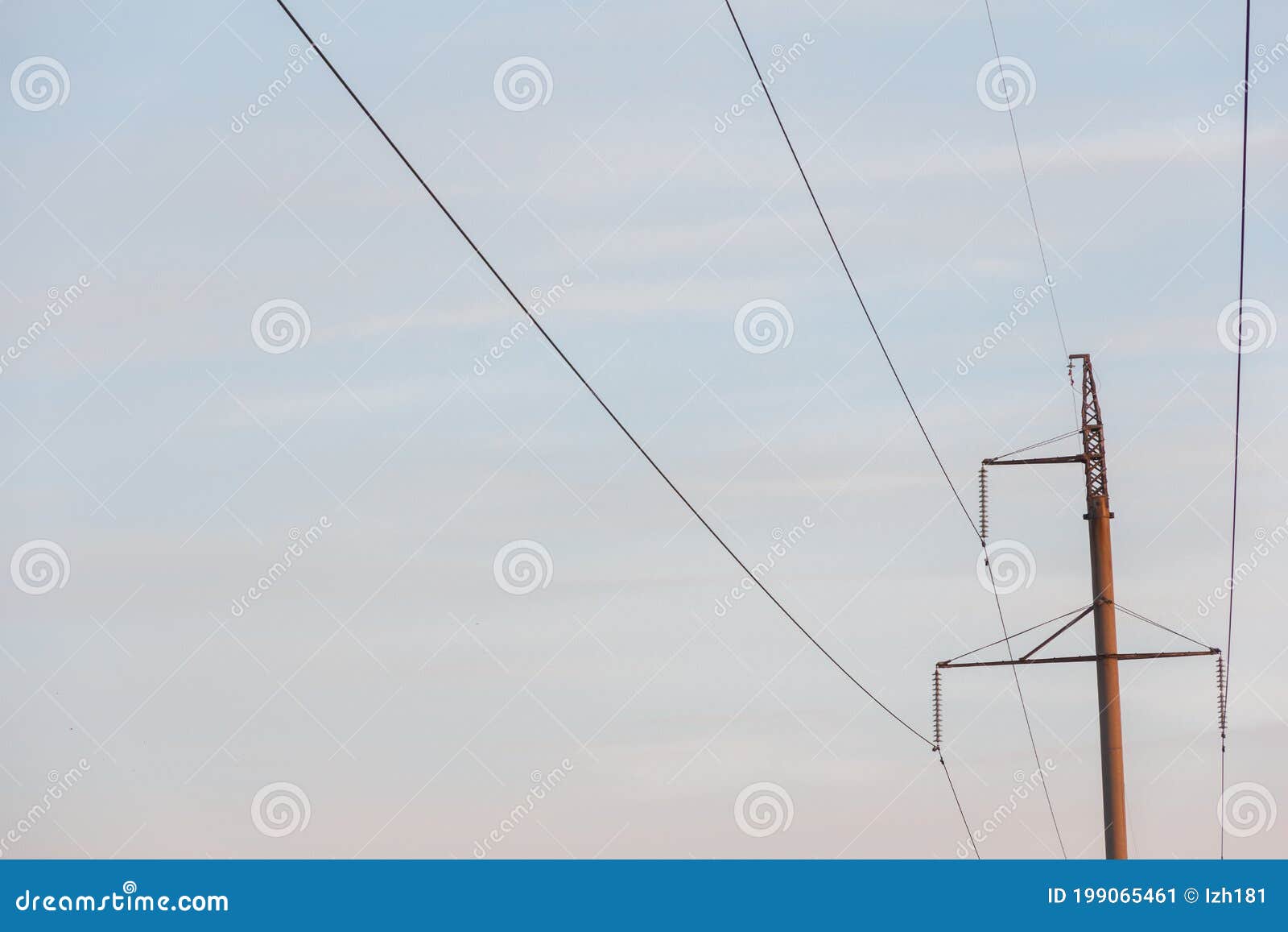 Closer Look of the Electric Post with the Big Wires on it. Post with ...