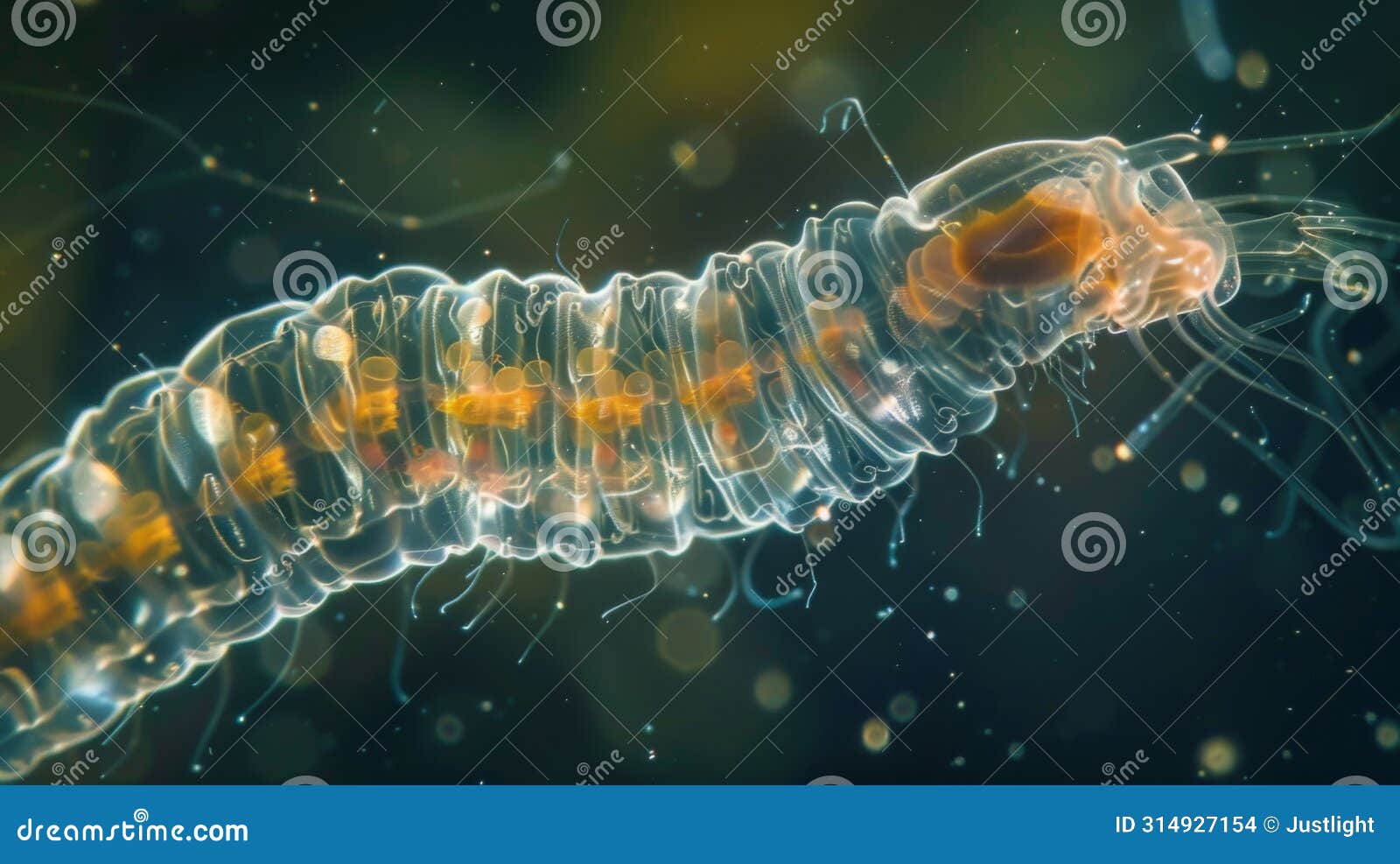 A Closer Look at a Microscopic Transparent Worm Revealing Its and Tiny ...