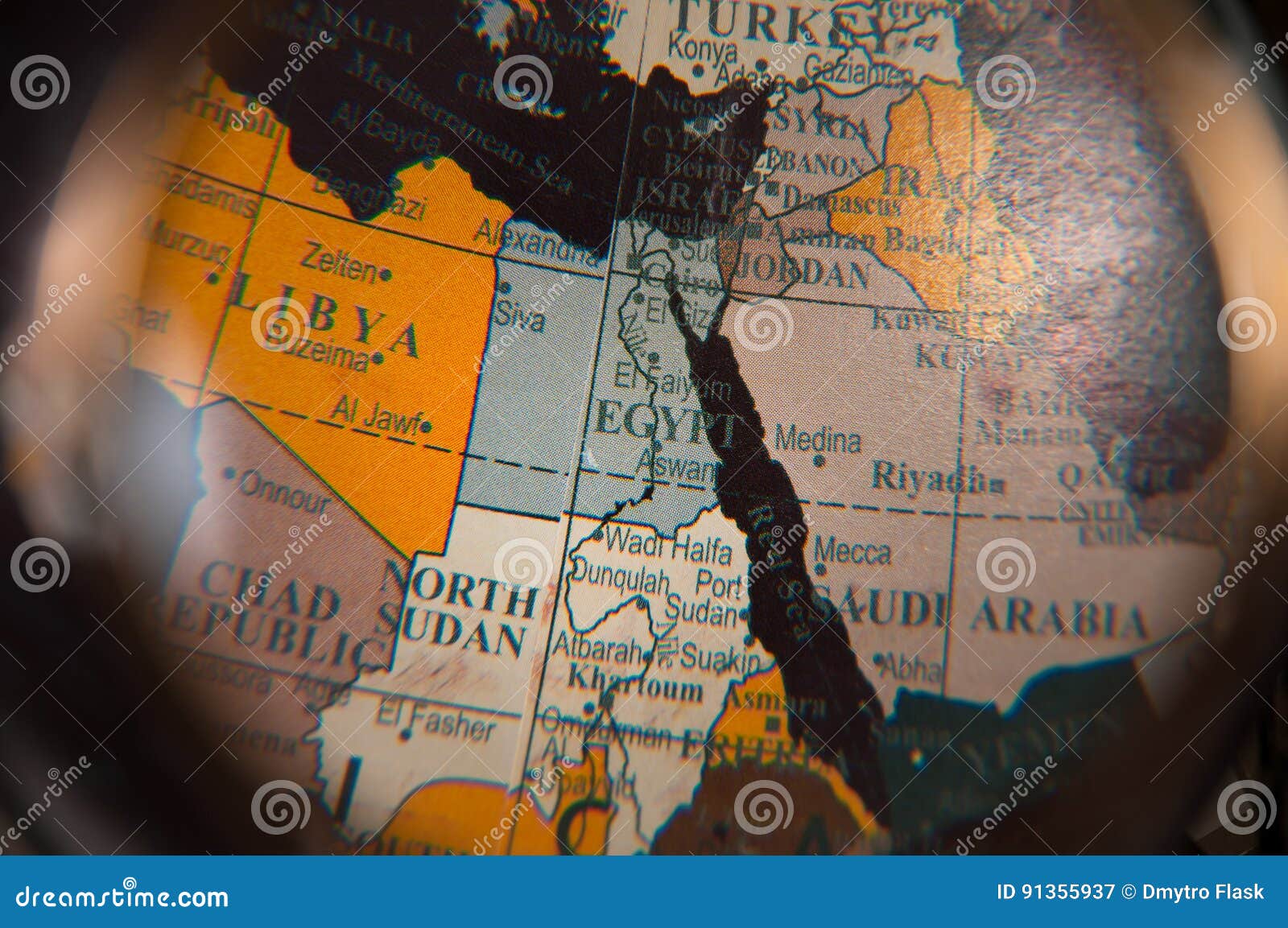 Closer Look on World Map Under Magnifying Glass Stock Image - Image of ...