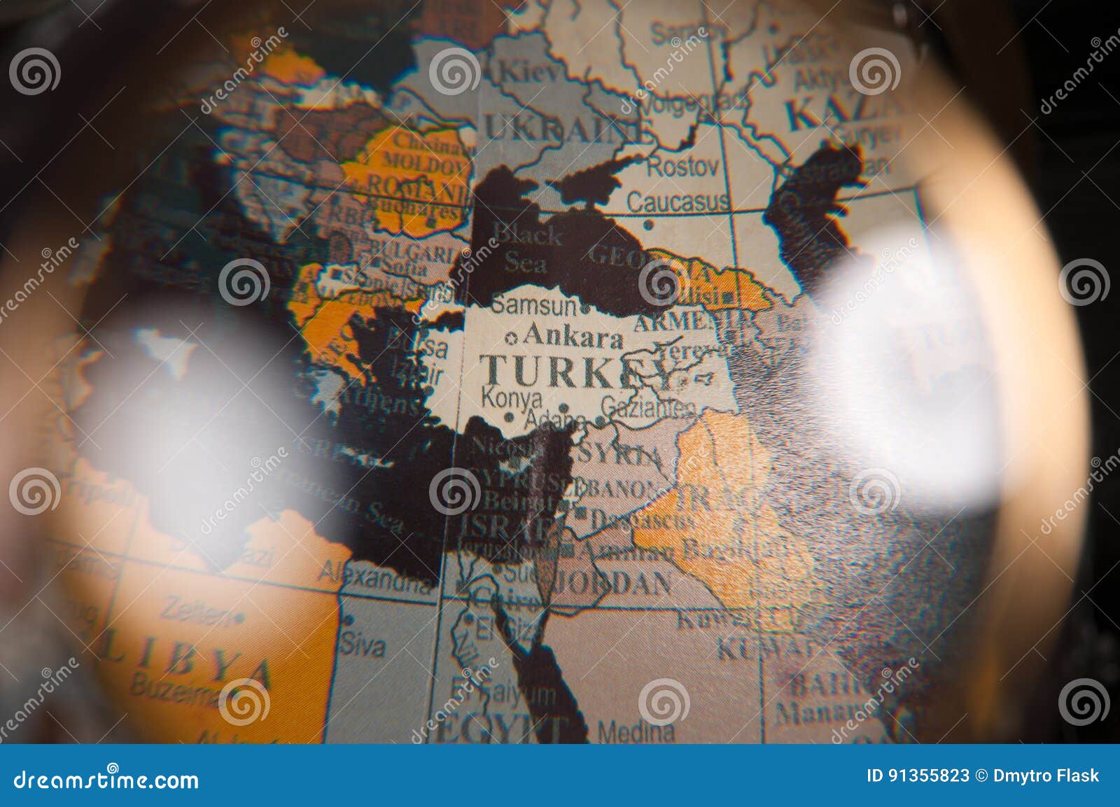 Closer Look on World Map Under Magnifying Glass Stock Image - Image of ...