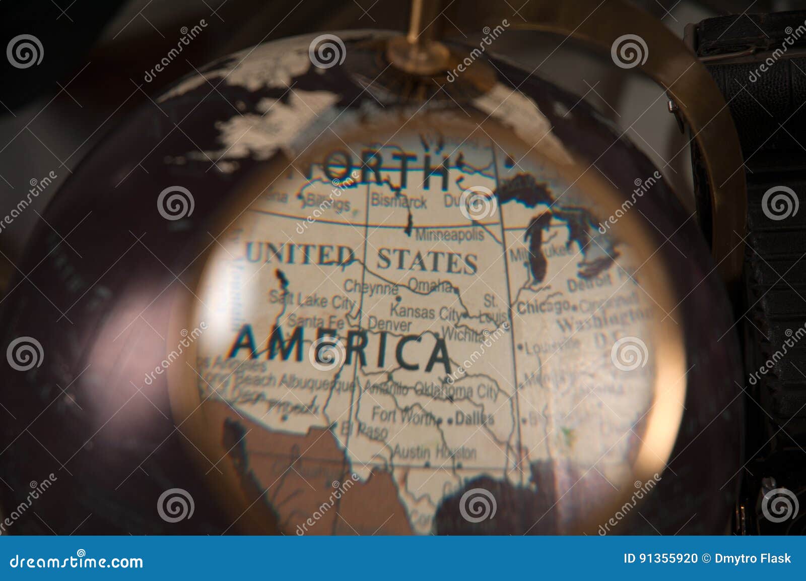 Closer Look On World Map Under Magnifying Glass Royalty-Free Stock ...