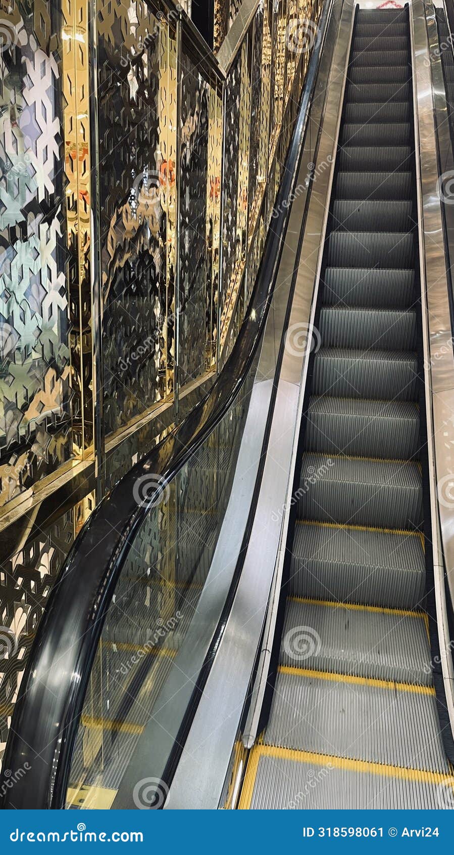 Closer Portrait View of a Escalator Stock Image - Image of step, inside ...