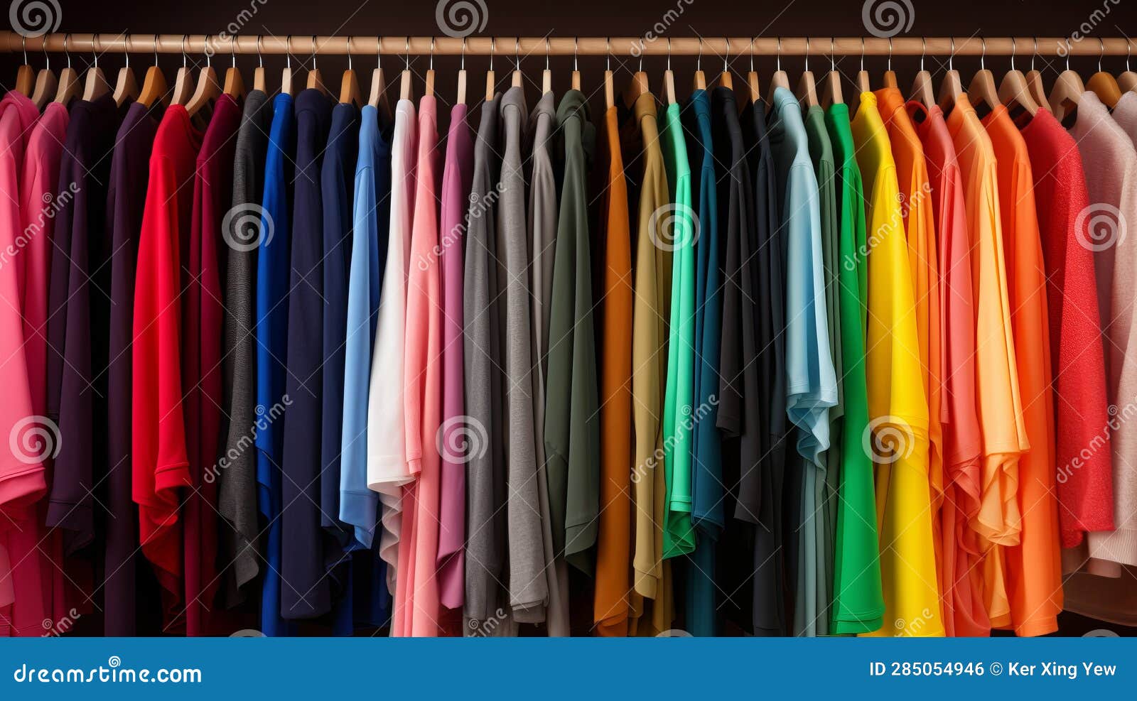 A Closet with Color-coded Hangers Stock Illustration - Illustration of ...