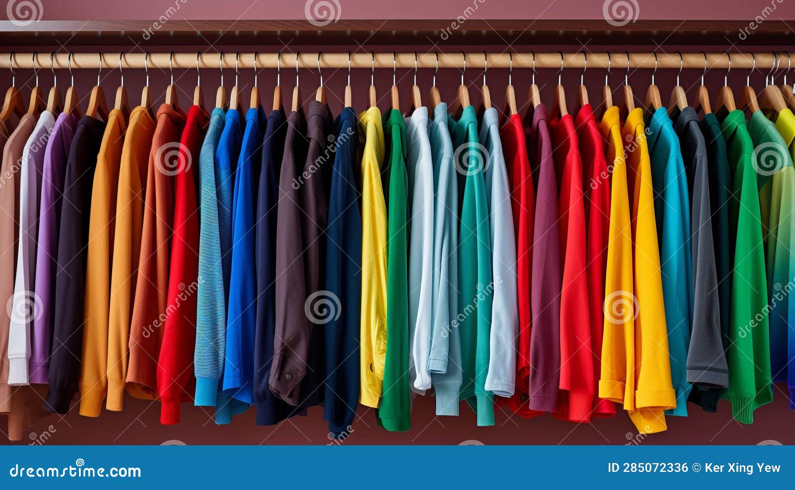 A Closet with Color-coded Hangers Stock Illustration - Illustration of ...