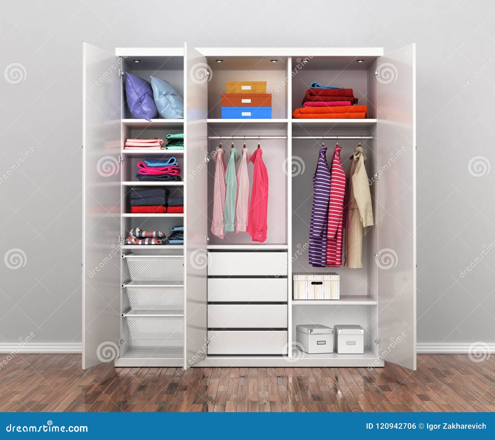 Closet Compartment. Wardrobe Stock Photo - Image of shirt, cupboard ...