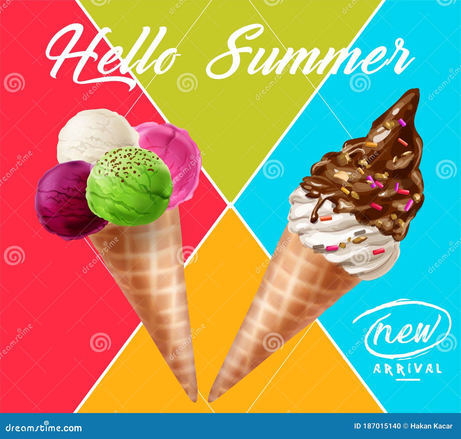 Closet De Helado. Fondo De Color Pastel. Vector. Ilustración del Vector ...