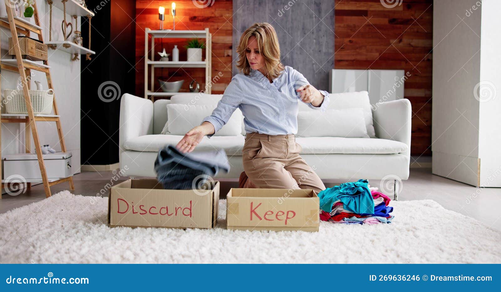 Closet Declutter and Cleaning Stock Photo - Image of elder, girl: 269636246