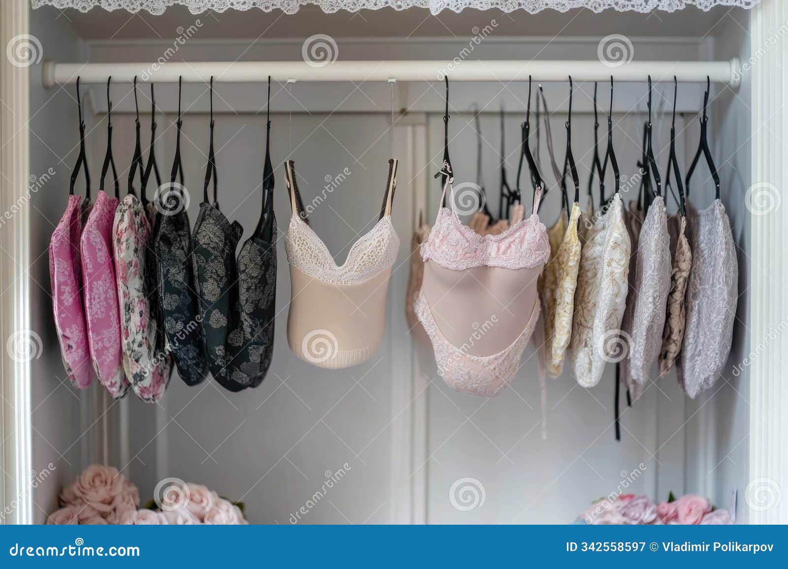 A Closet Filled with Diverse Bra Styles and Colors Stock Image - Image ...