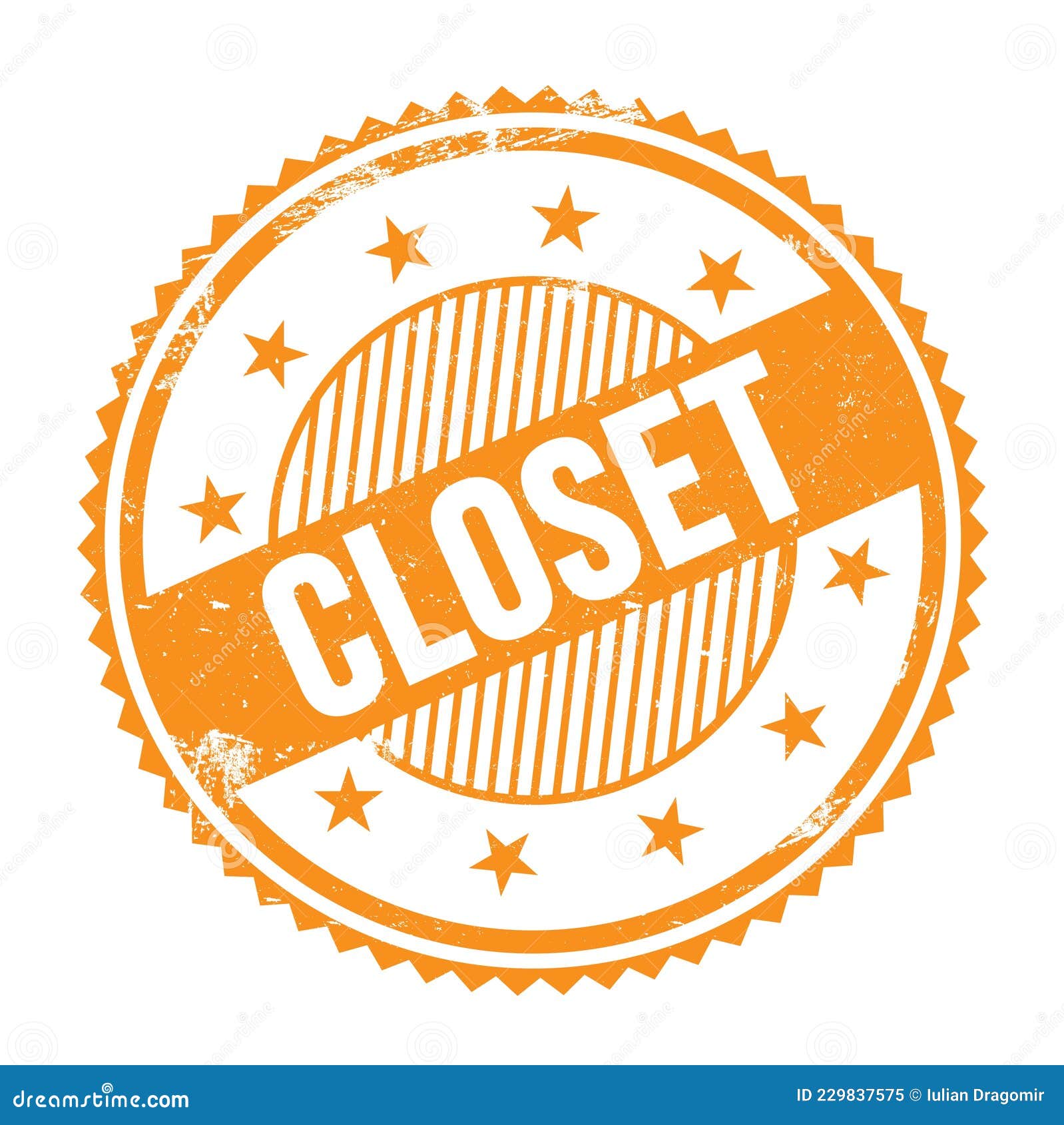 CLOSET Text Written on Orange Grungy Round Stamp Stock Illustration ...