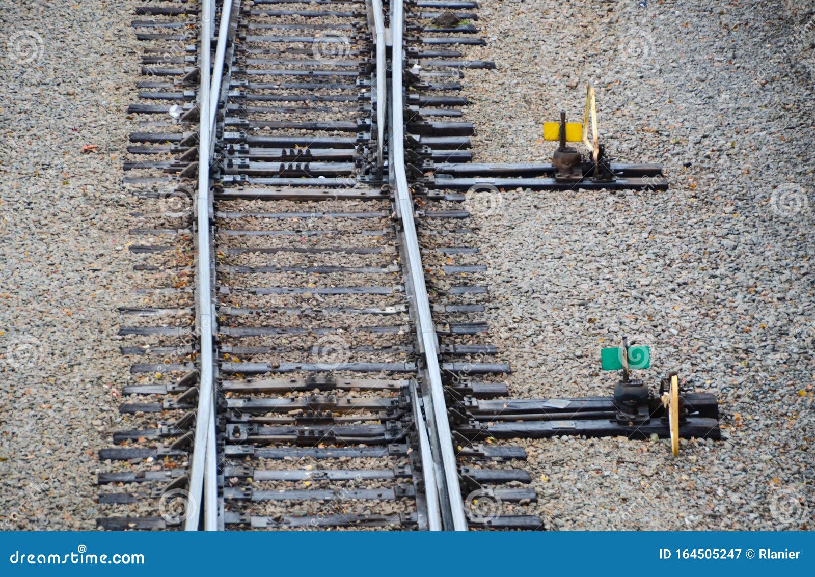 Closeup from Above of a Railroad Track Switch Stock Image - Image of ...