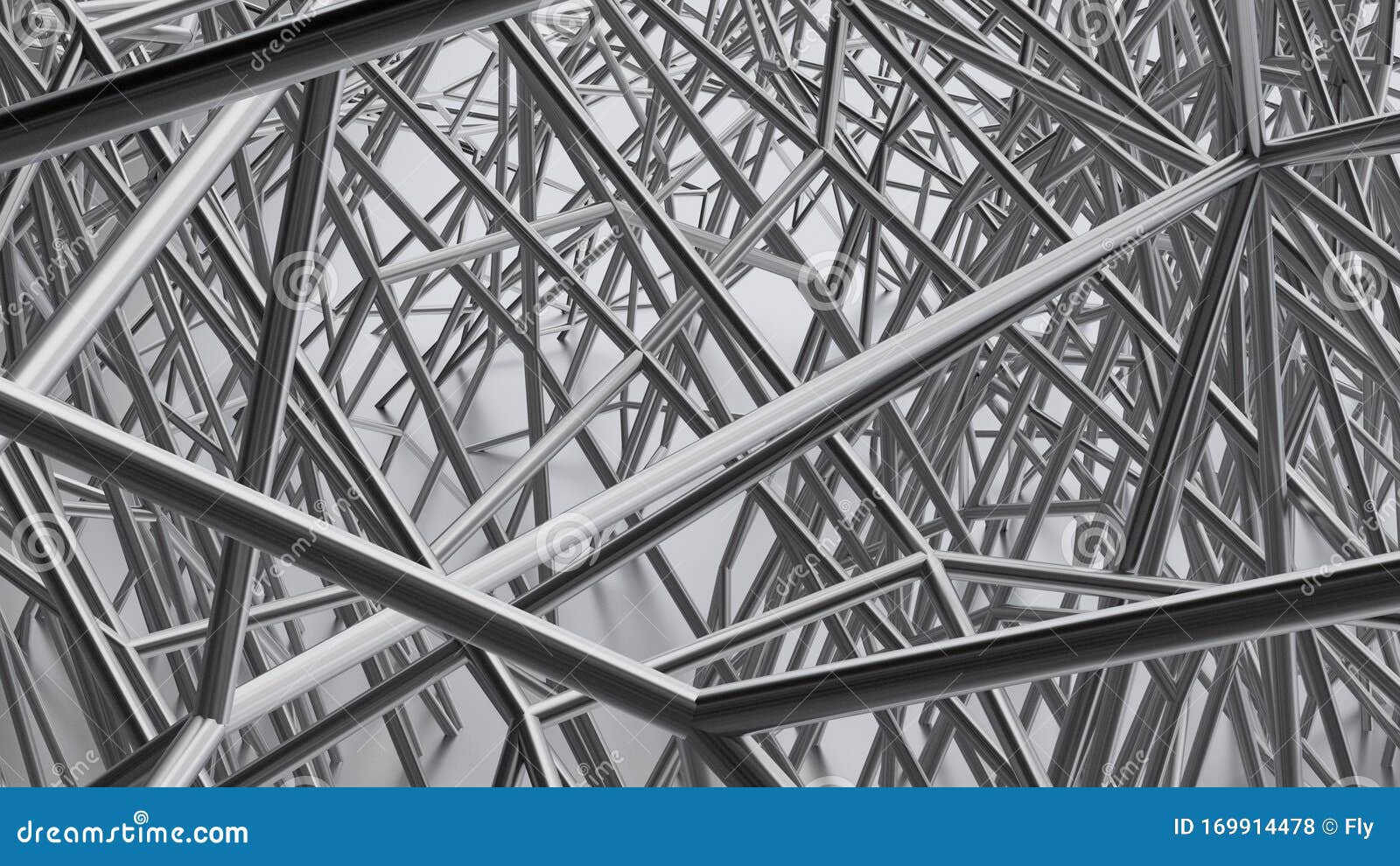 3d Illustration of Chaotic Structure of Chrome Bars Stock Illustration ...