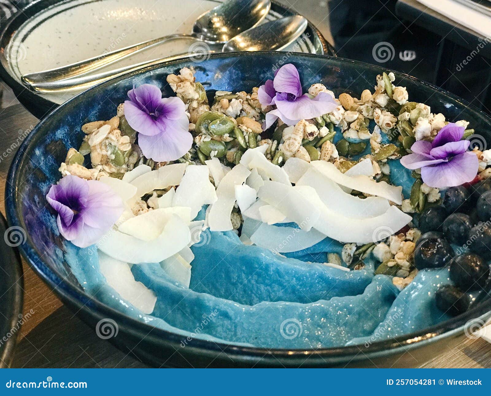 Closeup of Acai with Nuts and Blueberry in a Bowl Stock Image - Image ...