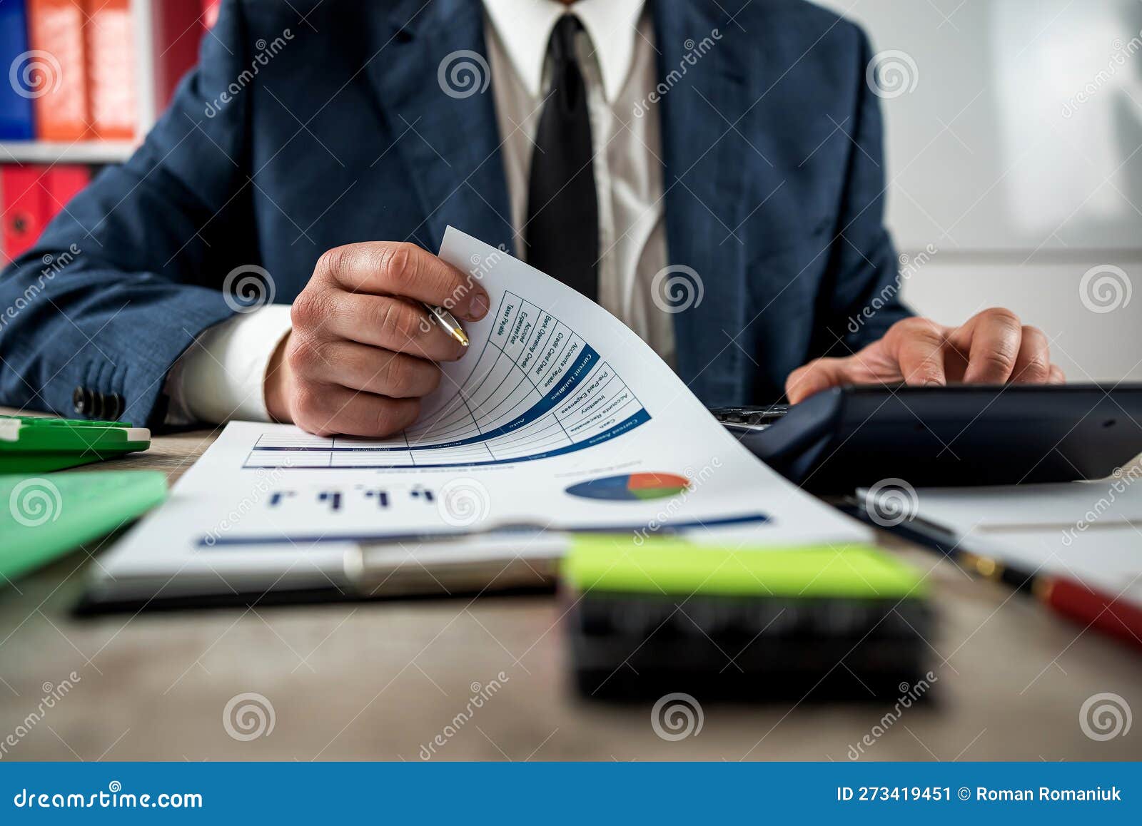 Closeup of Accountant Hand Work with Accountancy Document Chart and ...