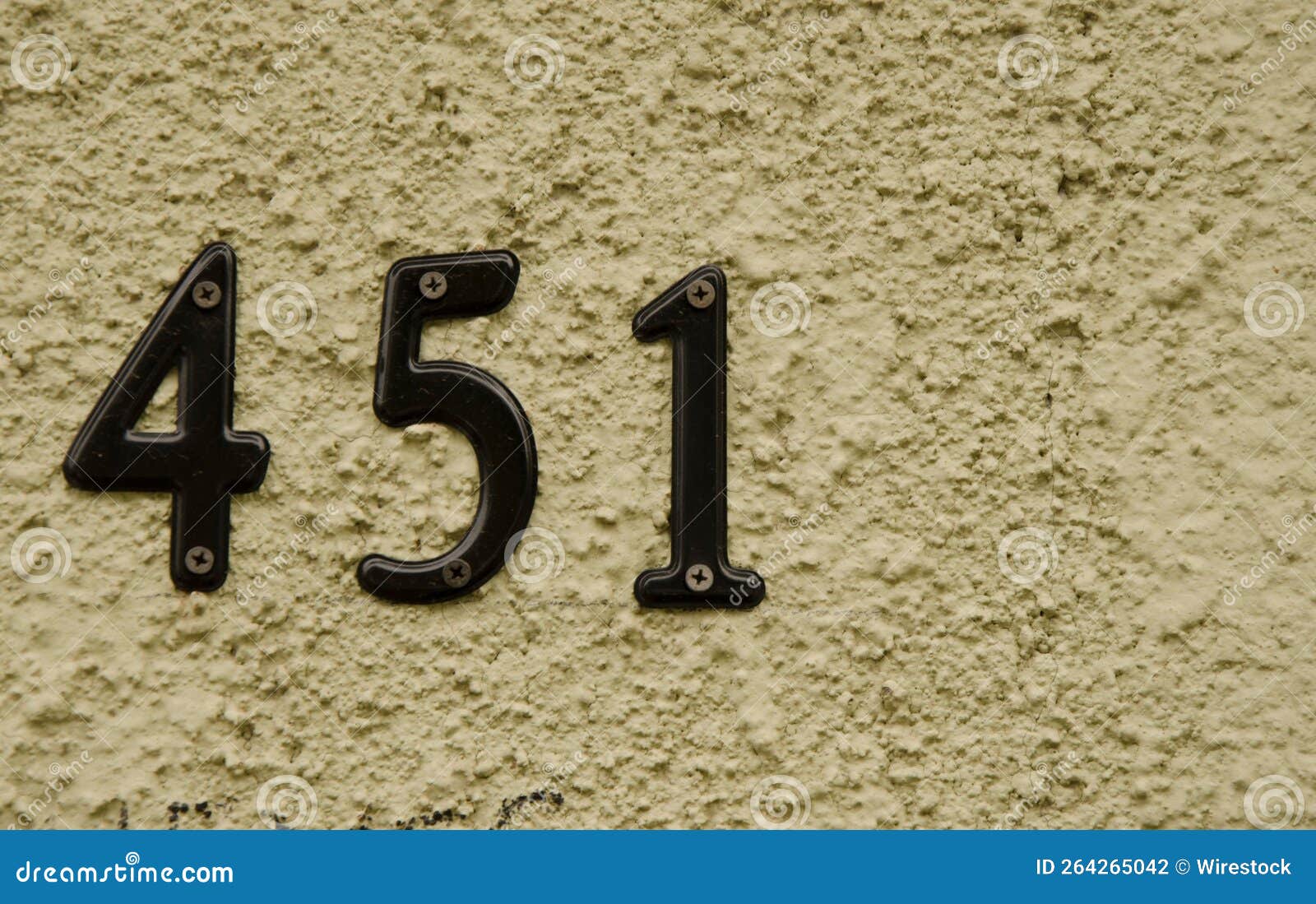 Closeup of an Address Number 451 on the Rough Surface of a Wall Stock ...