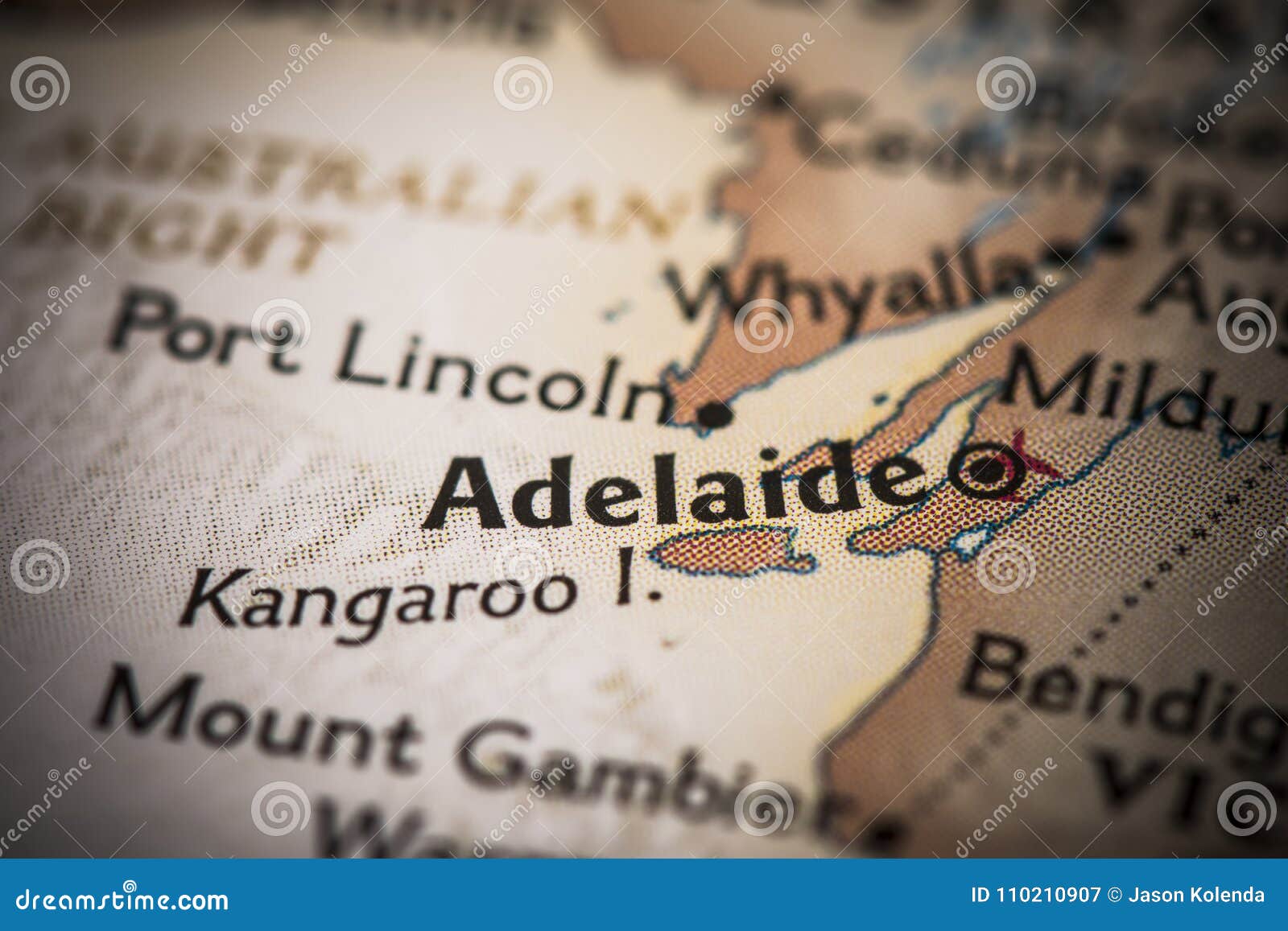 Adelaide on map stock image. Image of closeup, travel - 110210907