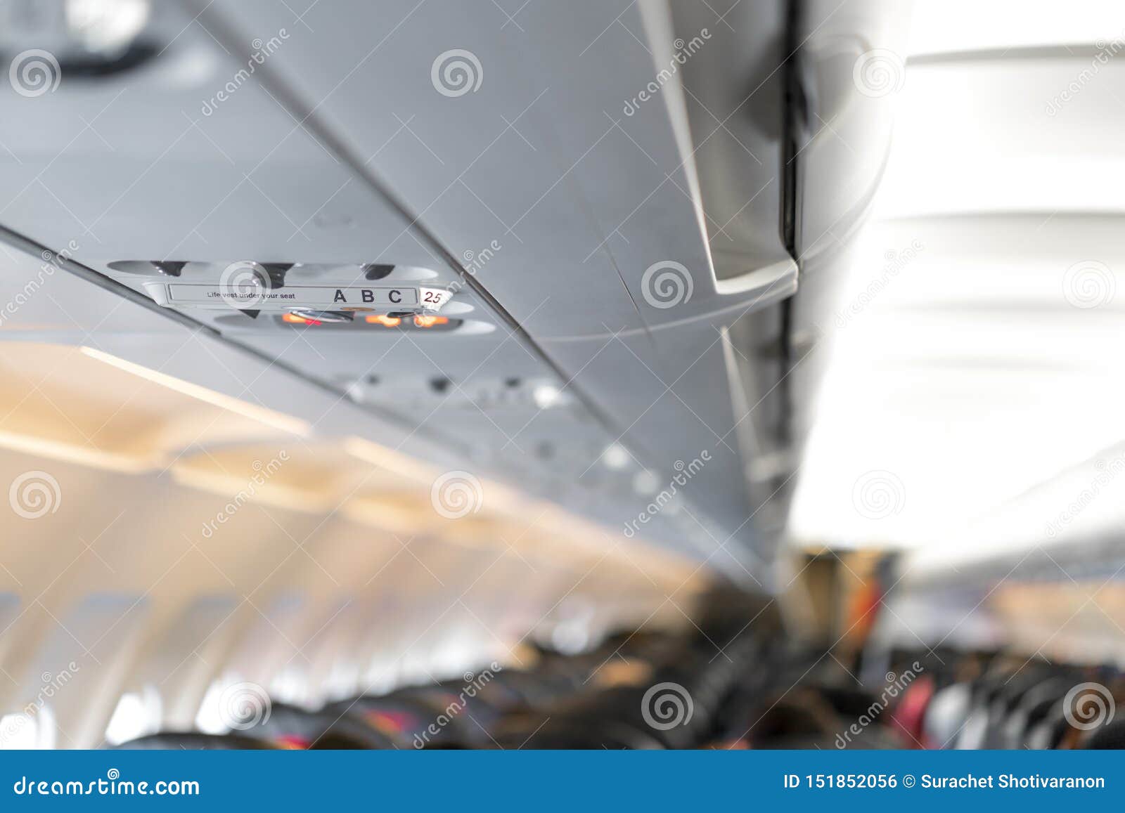 Closeup Airplane Console Panel; Lamp, Light, Need Help Button, Air ...