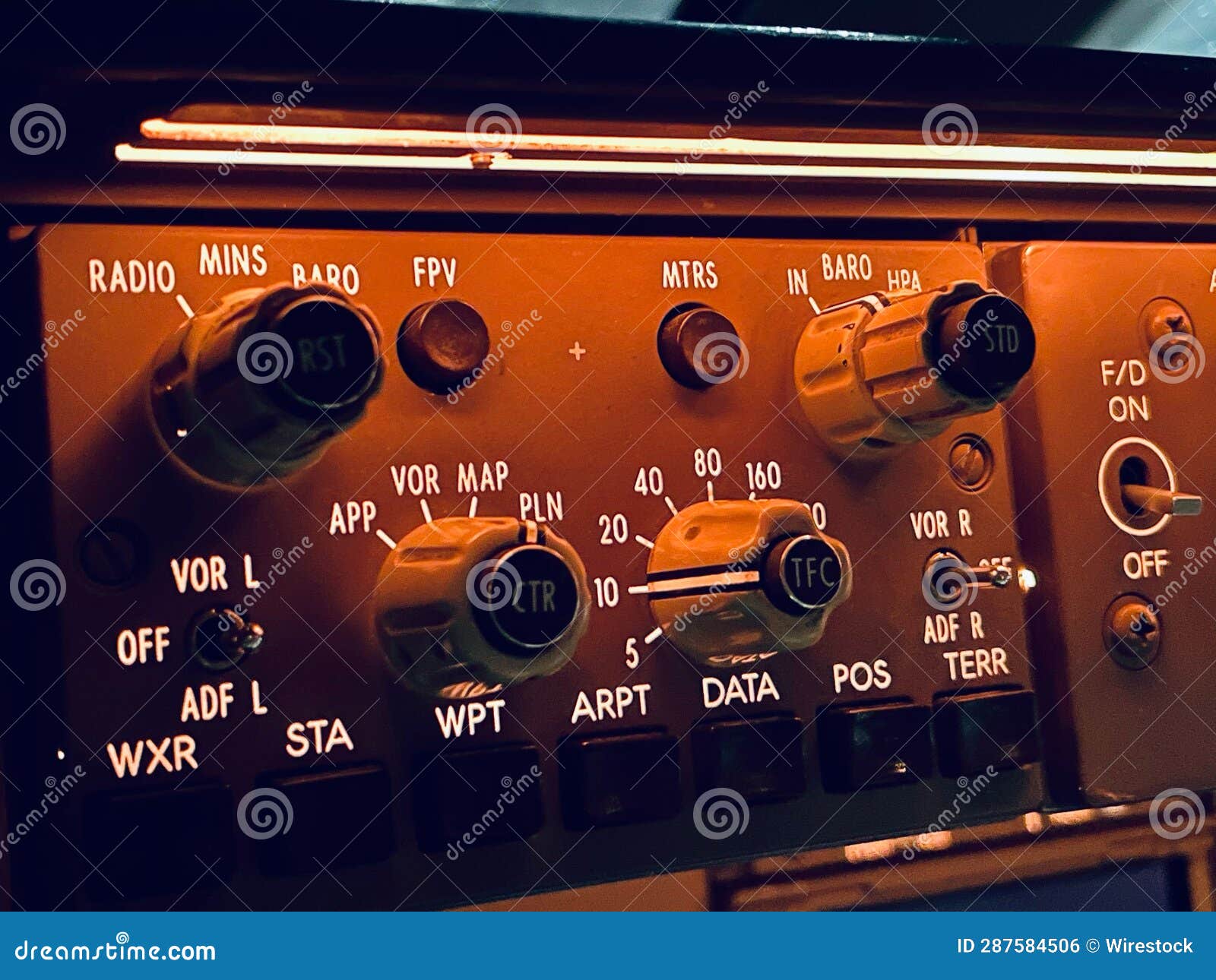 Closeup of an Airplane Control Panel Stock Photo - Image of indicator ...