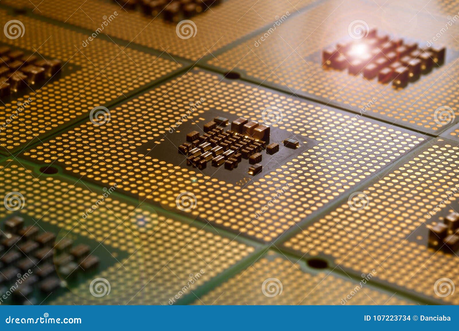 Closeup of Aligned CPU Computer Processor. Background Stock Photo ...