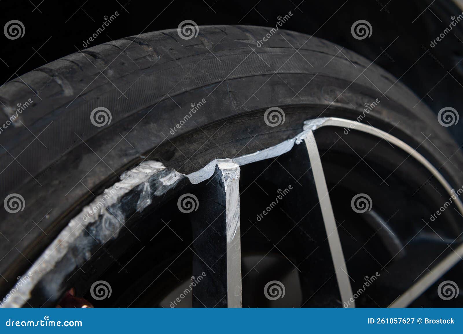 Closeup of Alloy Wheel with Broken Rim Stock Image - Image of ...