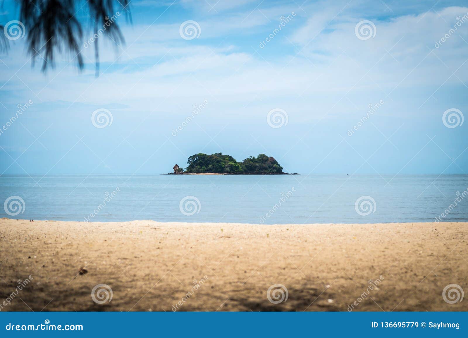 Alone Island on the Ocean Landscape Stock Image - Image of scenic, blue ...