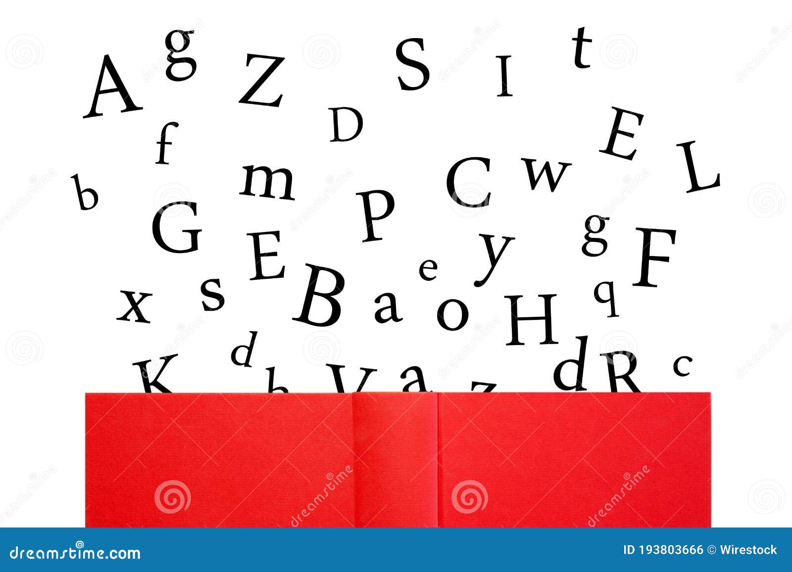 Closeup of the Alphabet Falling into a Red Box Isolated on a White ...