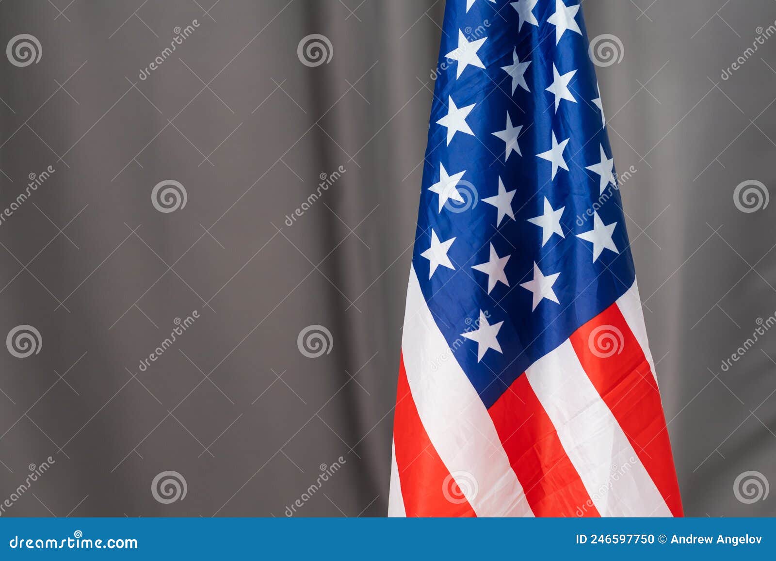Closeup of American Flag on Grey Background Stock Photo - Image of ...