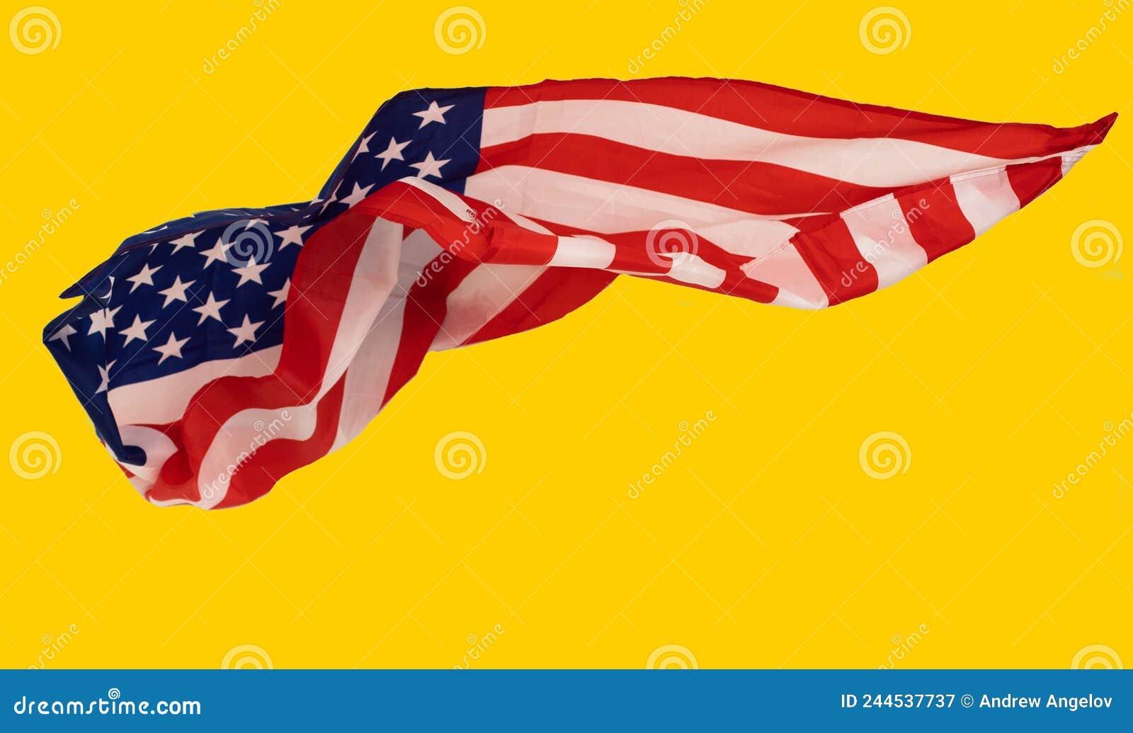Closeup of American Flag on Yellow Background Stock Image - Image of ...