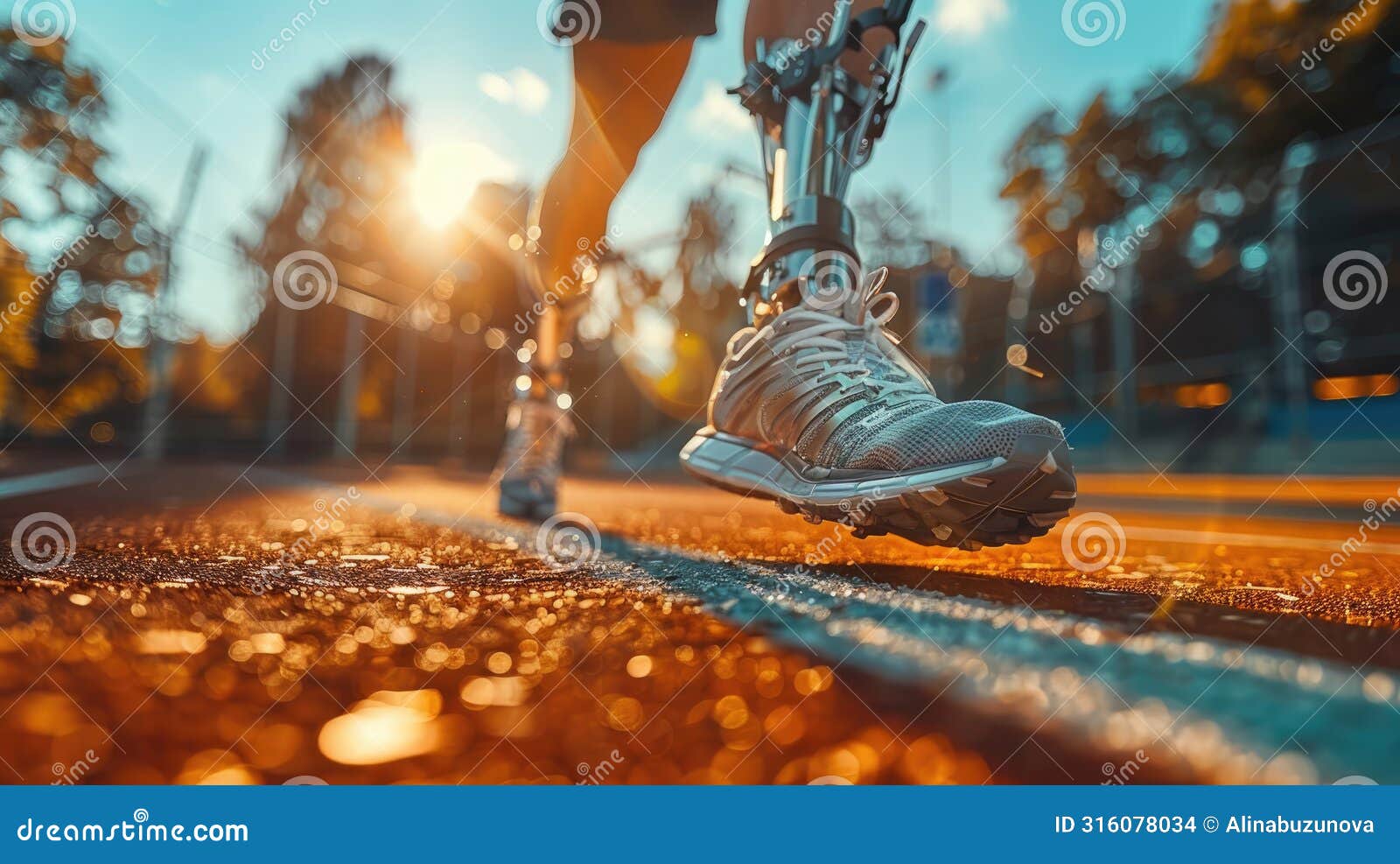 A Closeup of an Amputee Runner S Leg with Bionic Prosthetic, Showcasing ...