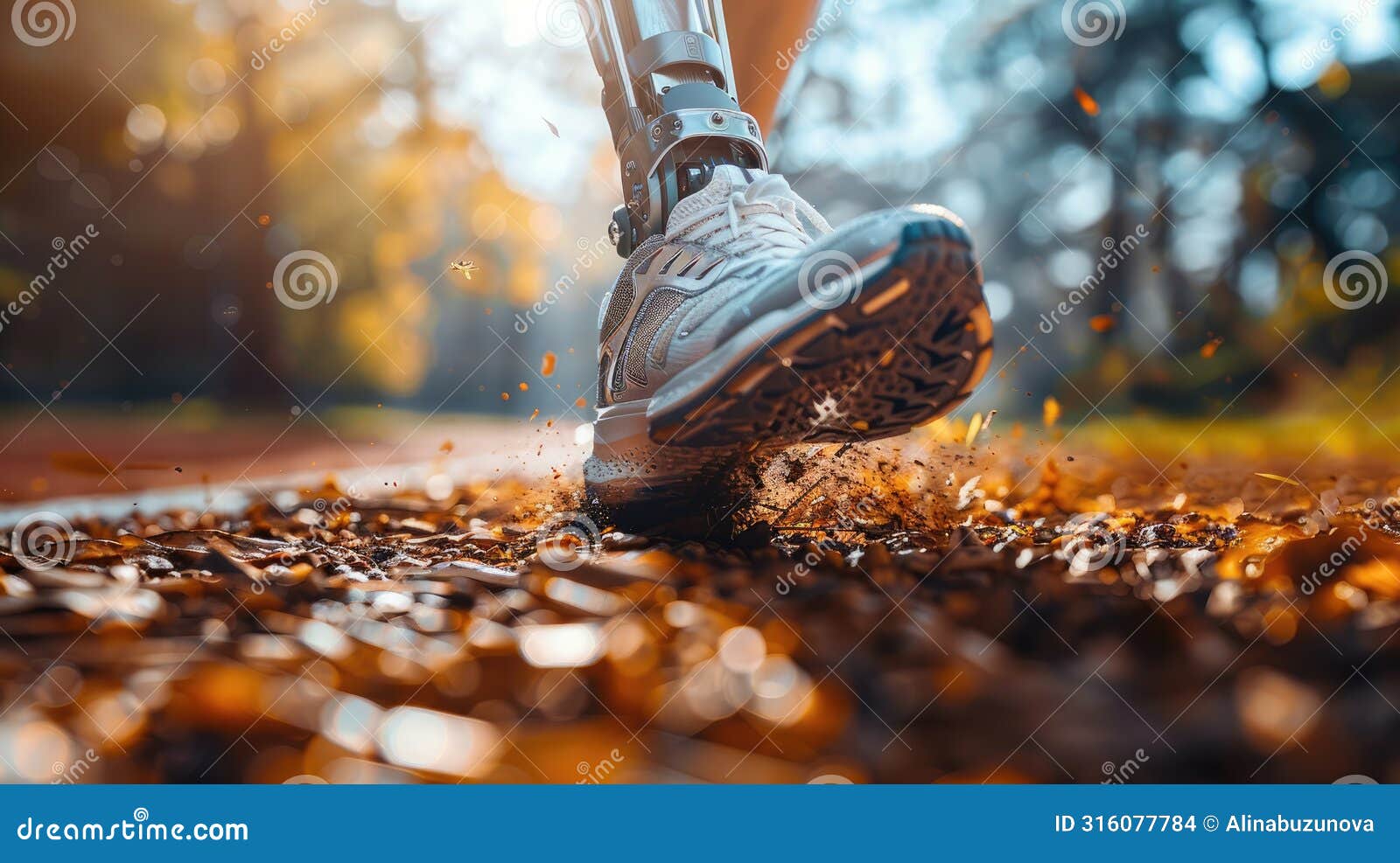 A Closeup of an Amputee Runner S Leg with Bionic Prosthetic, Showcasing ...